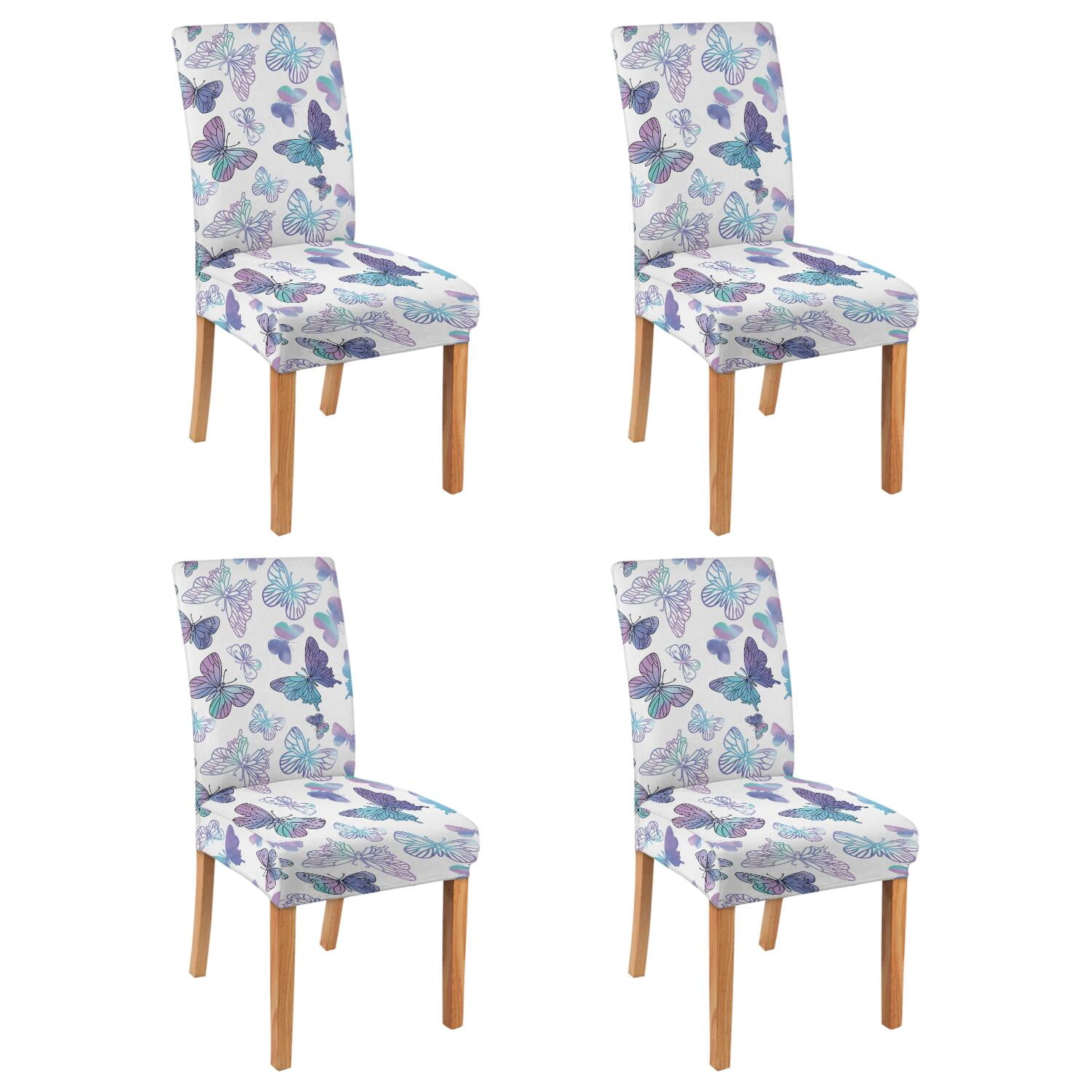 Colorful Butterfly Pattern Dining Chair Covers Set of 4, Stretch ...