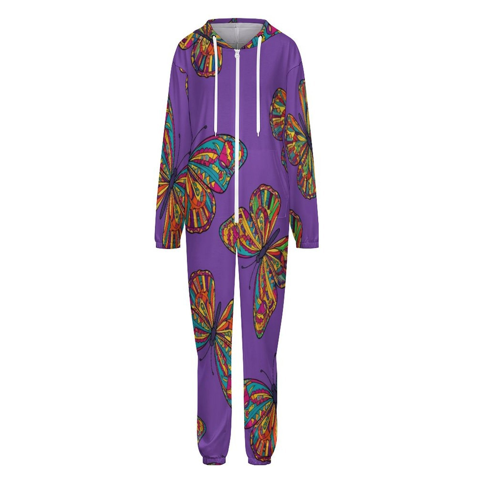 Colorful Butterfly Pattern Fabric Unisex Adult Onesie Pajamas with ...