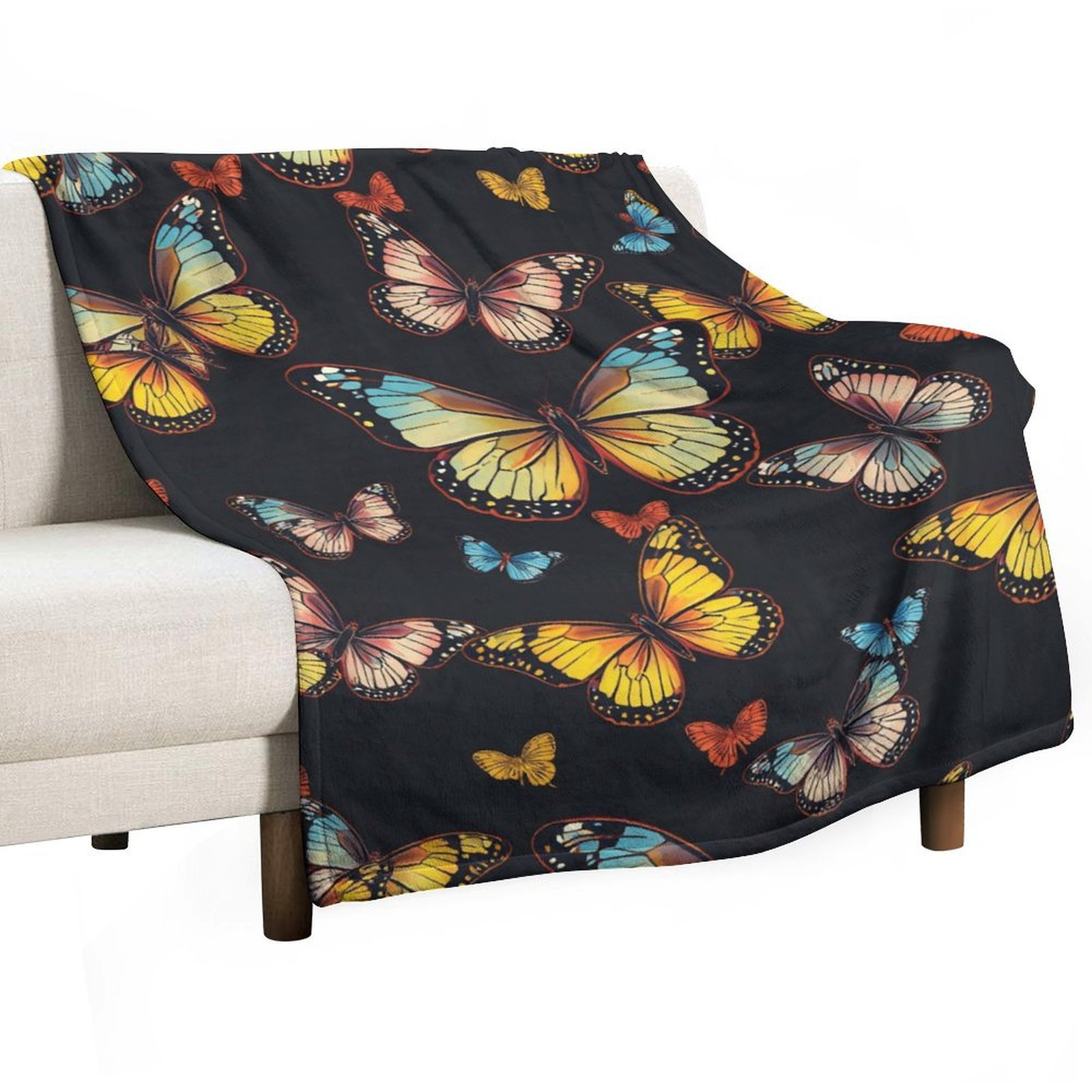 Colorful Butterfly Pattern Throw Blanket for Sofa Luxury Home Interior ...