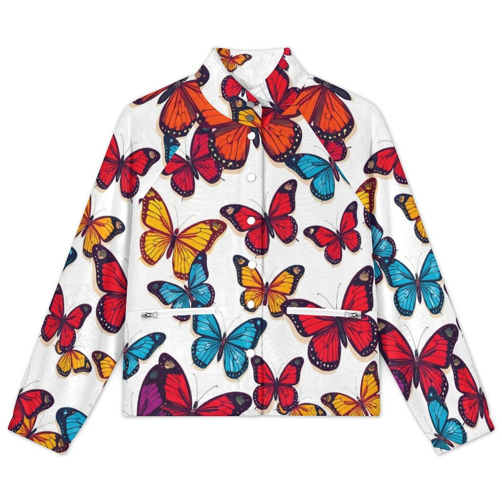 Colorful Butterfly Pattern Warm Plush Jacket Women Autumn Winter Long ...