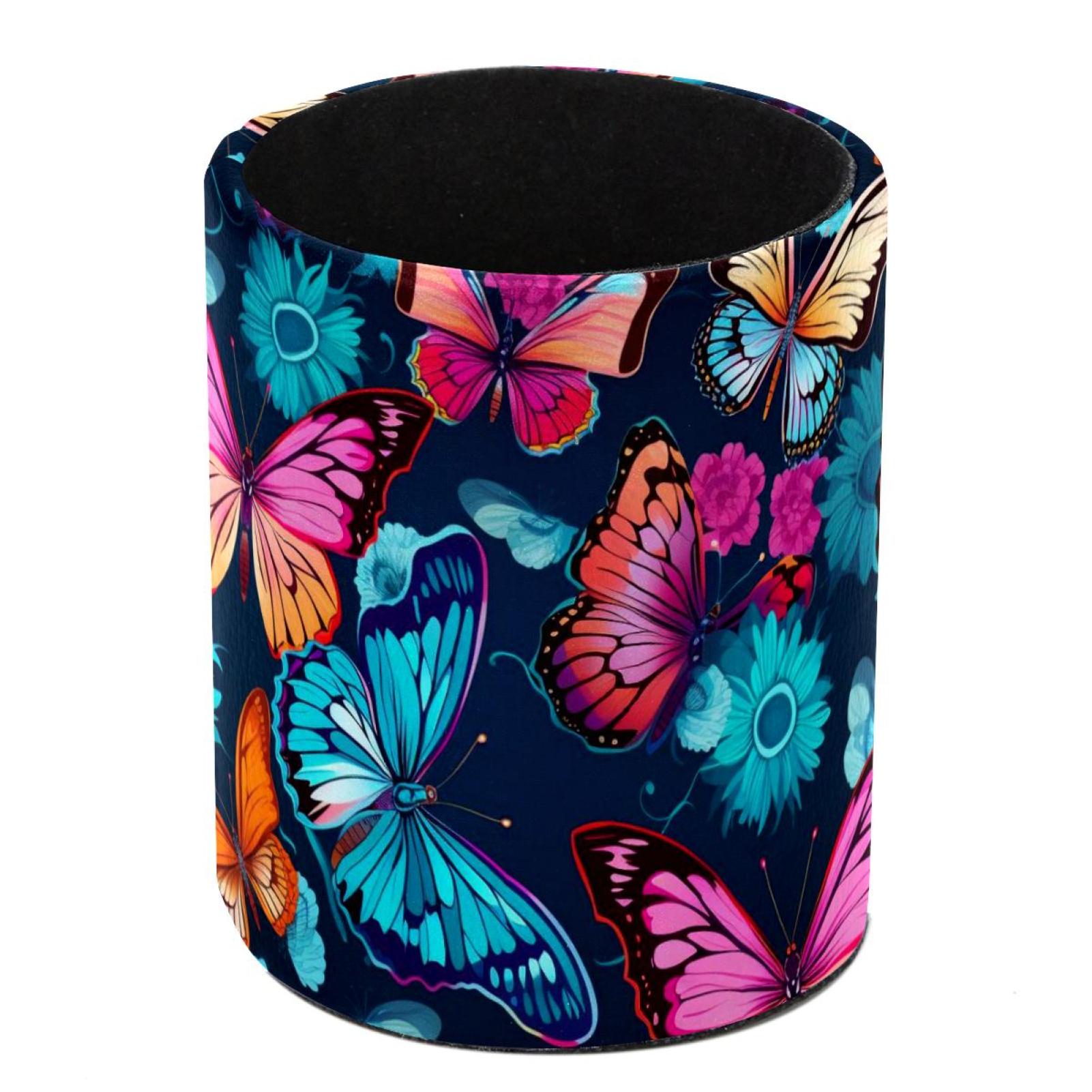 Colorful Butterfly Pencil/Pen Holder for desk, Round Desktop Organizer ...