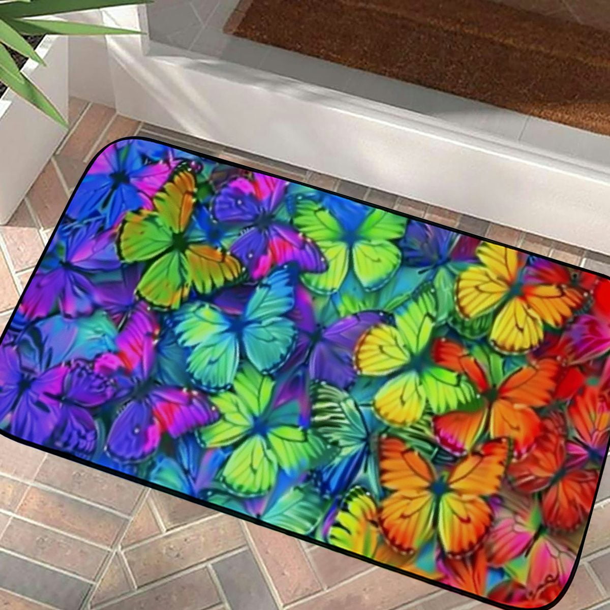 Colorful Butterfly Print Doormat,Entry Mat/Garage, Patio Entrance Mat ...