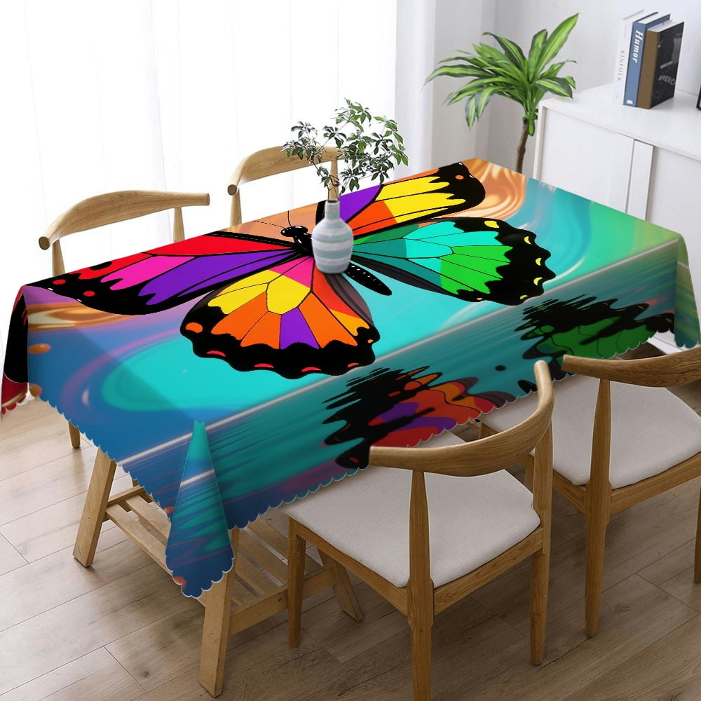 Colorful Butterfly Rectangular Tablecloth, Kitchen Accessories ...
