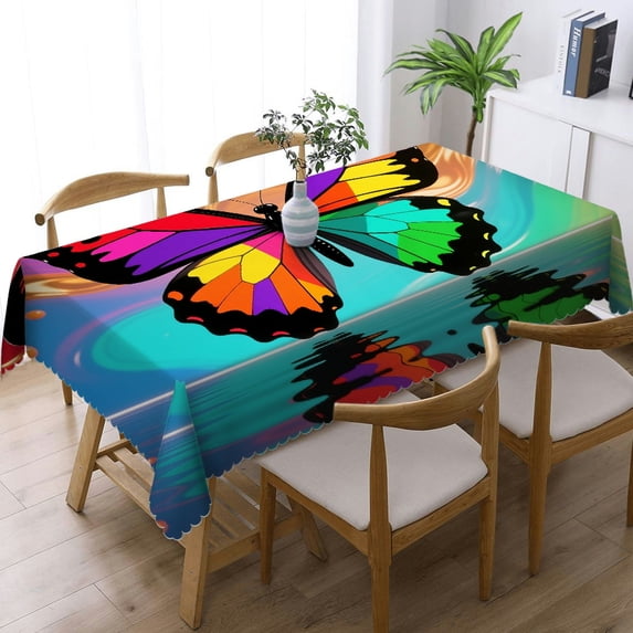 Colorful Butterfly Rectangular Tablecloth, Kitchen Accessories ...
