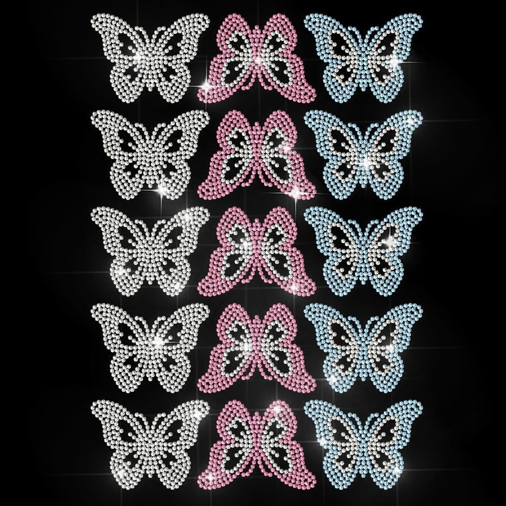 Colorful Butterfly Rhinestone Iron on Decal Fantasy Butterfly Hotfix ...