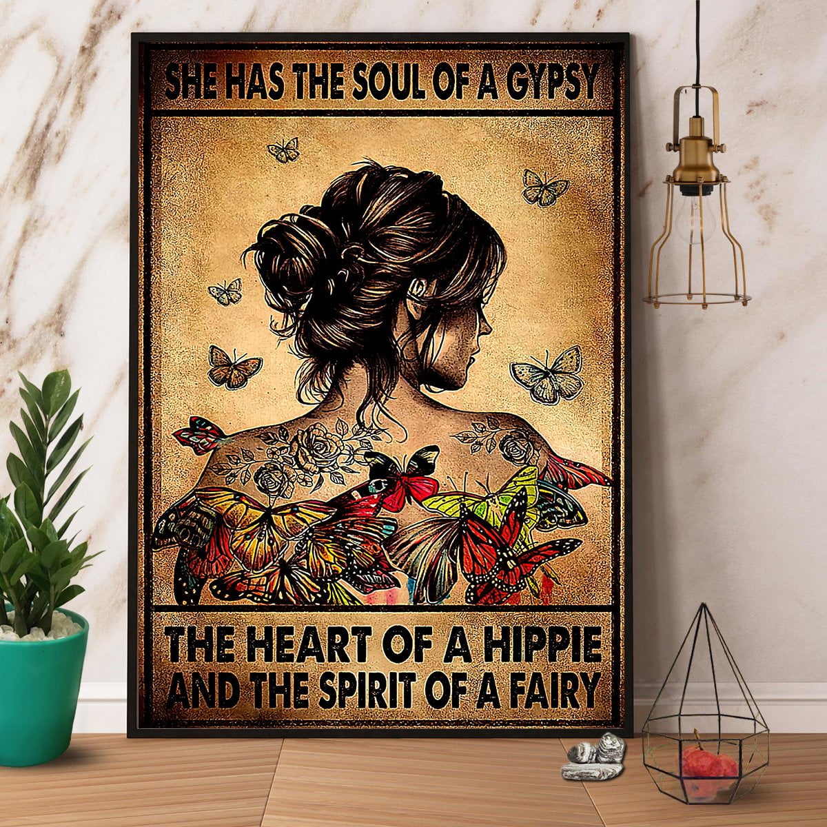 Colorful Butterfly She Has The Soul Of A Gypsy Paper Poster No Frame ...