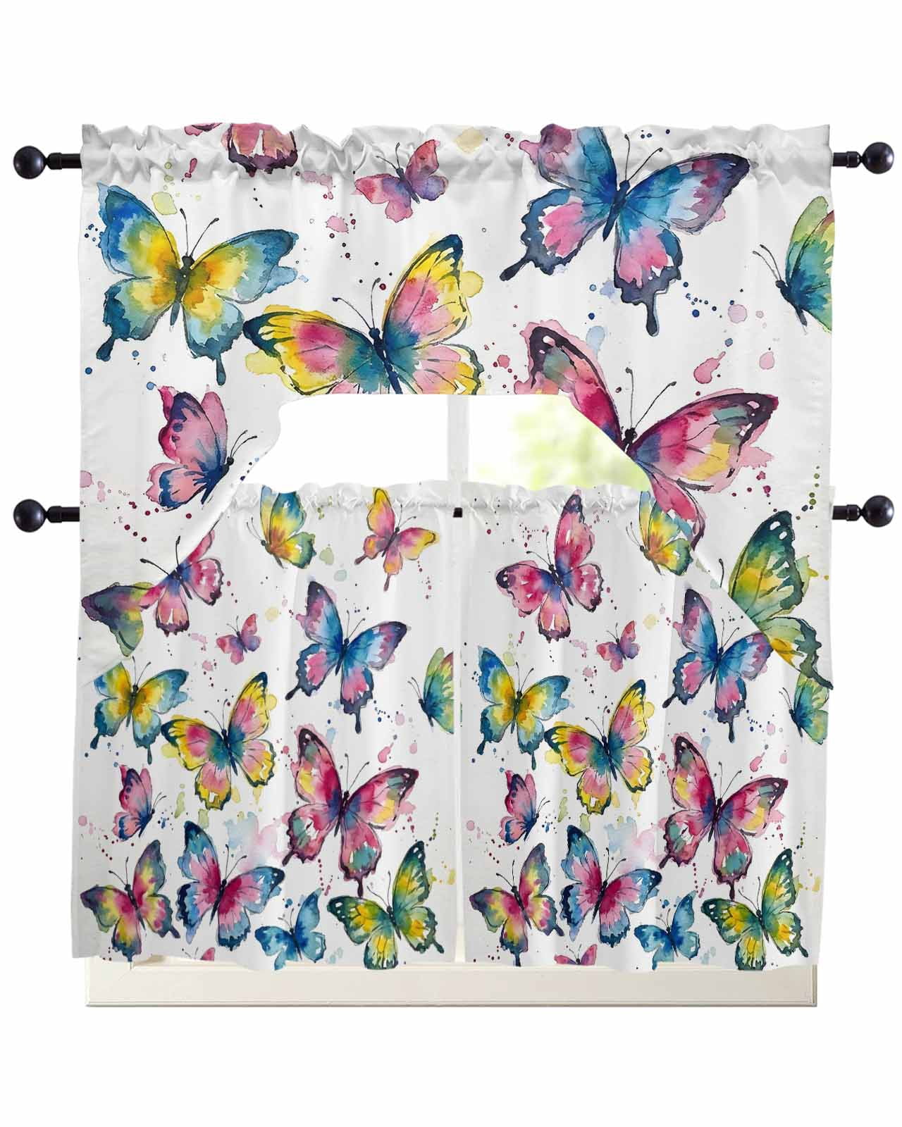 Colorful Butterfly Swag Curtains for Living Room/Bedroom Windows ...