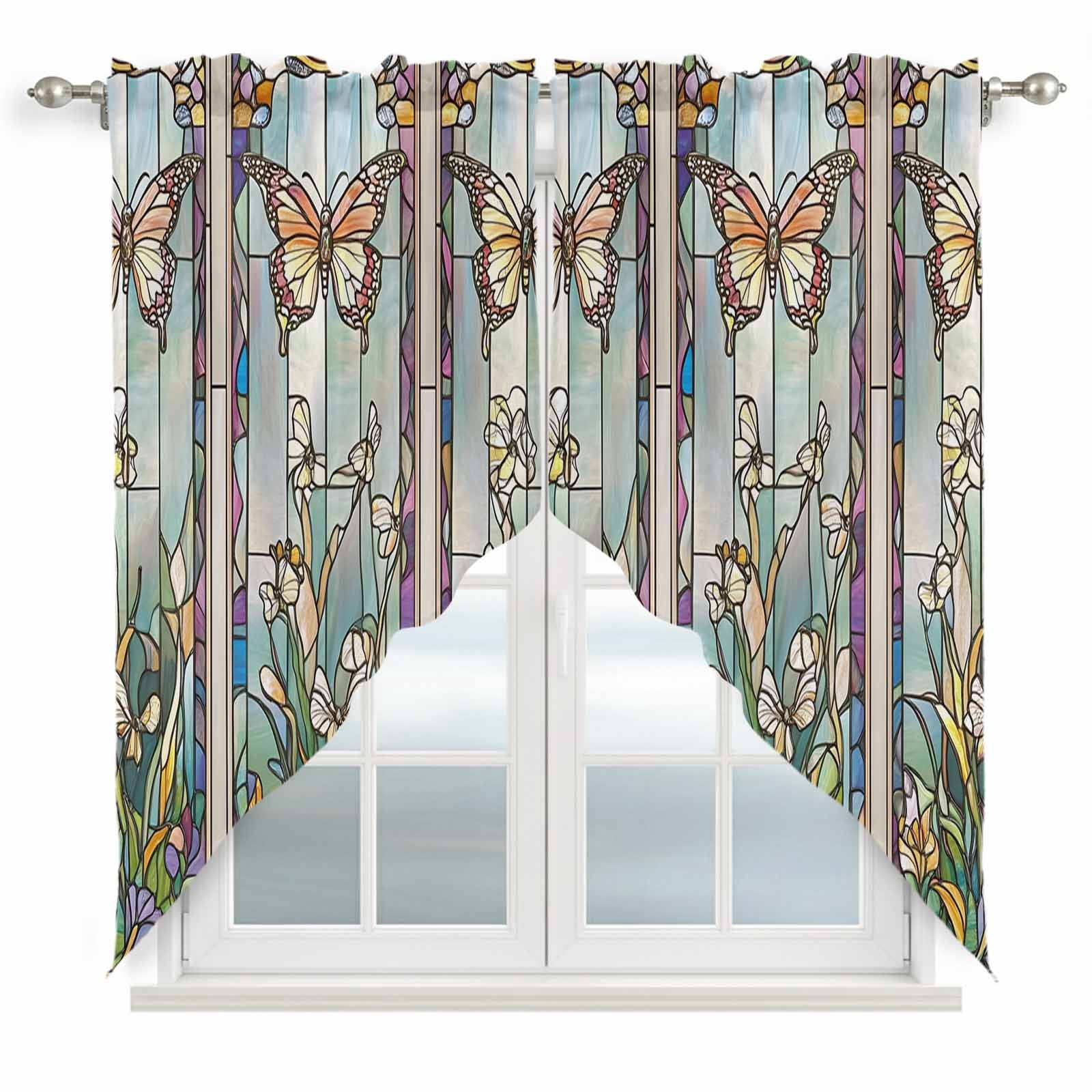 Colorful Butterfly Swag Curtains Spring Botanical Summer Vintage Swag ...