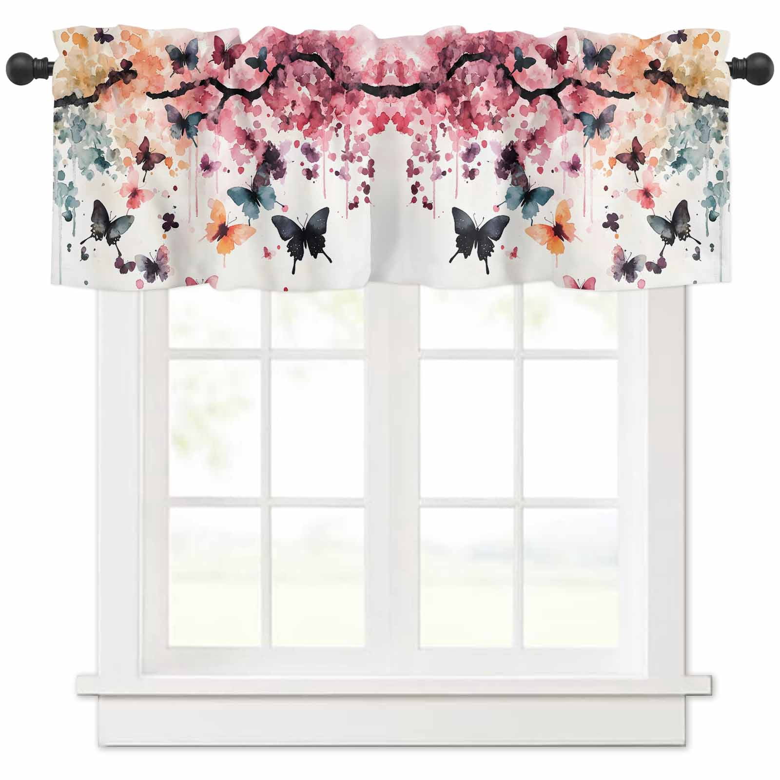 Colorful Butterfly Valances for Windows Farmhouse Kitchen Curtains ...
