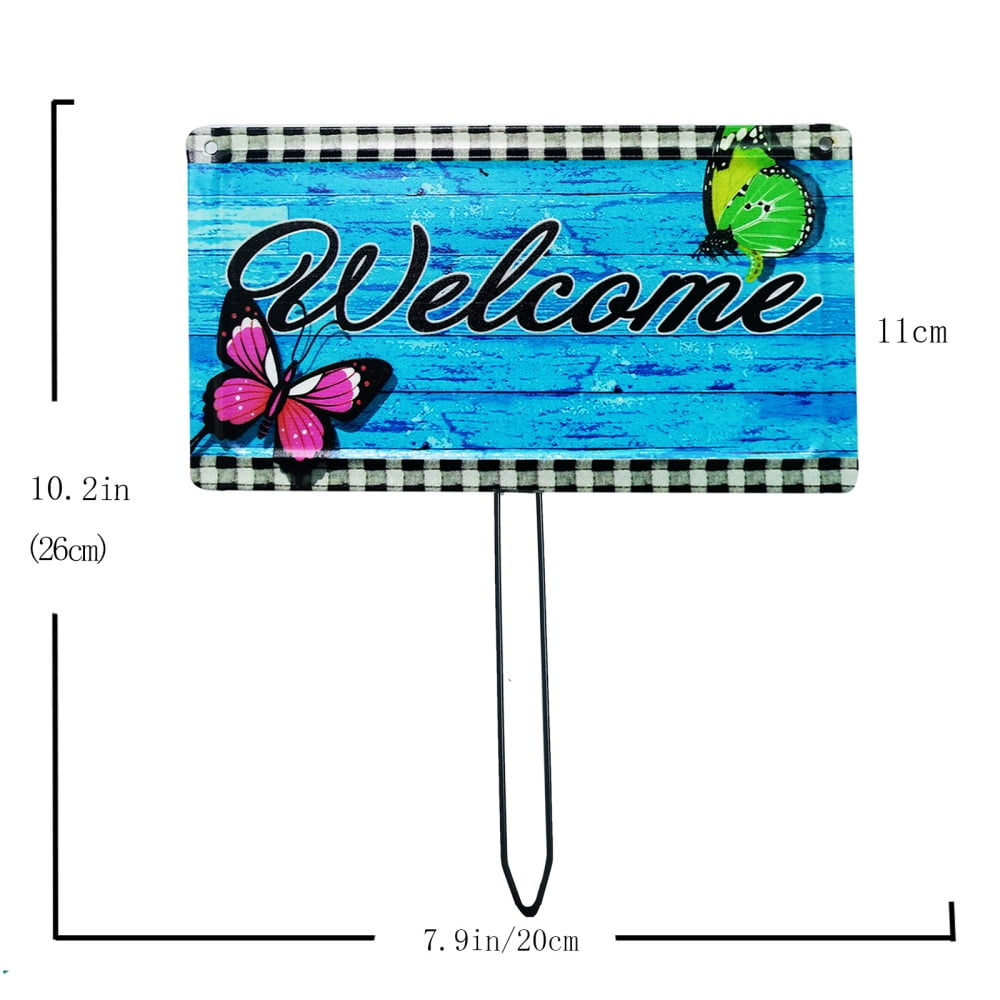 Colorful Butterfly Welcome Sign Painted Metal Crafts Creative Outdoor ...