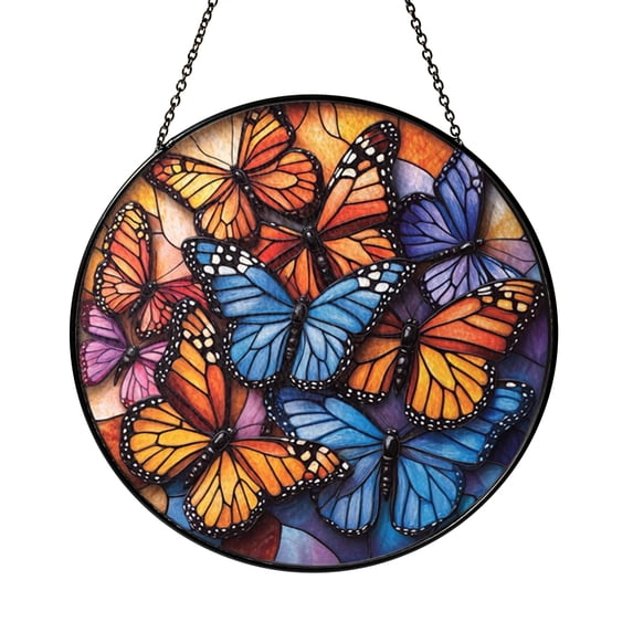 Colorful Butterfly Window Hanging Suncatcher, Stained Glass Style ...