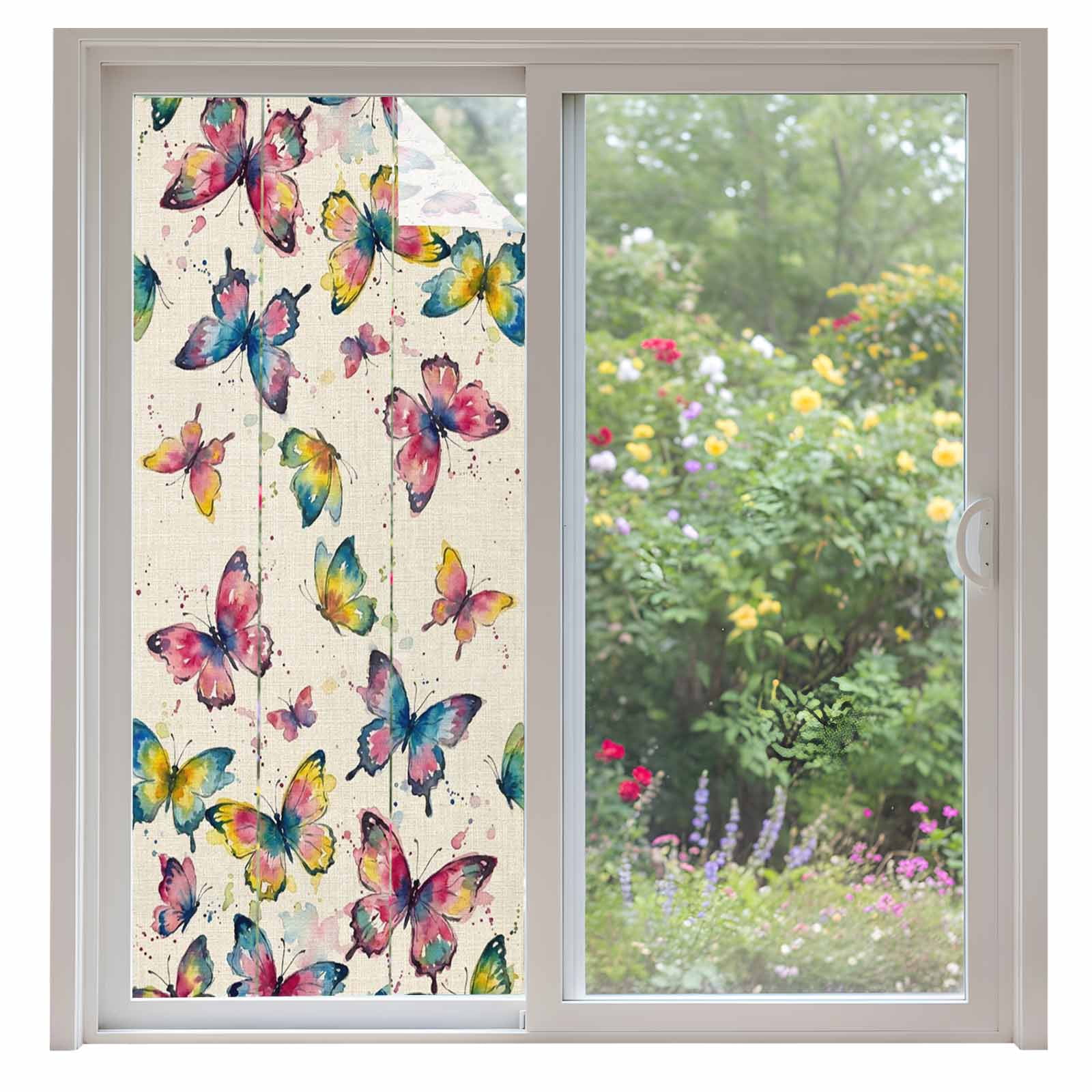 Colorful Butterfly Window Privacy Film,Elegant Pastoral Butterflies ...