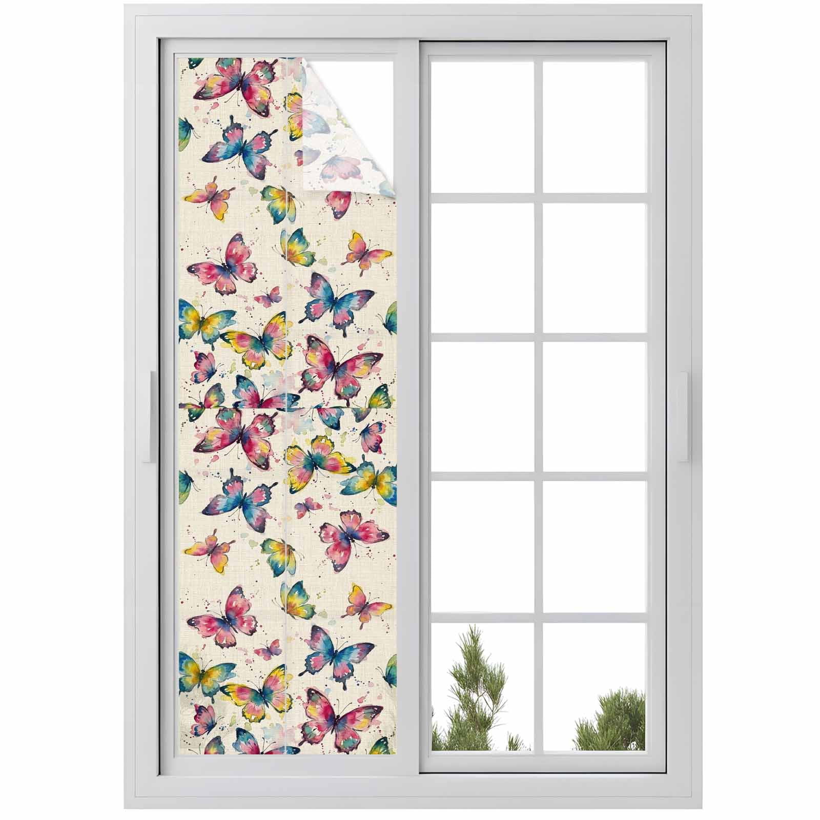 Colorful Butterfly Window Privacy Film,Elegant Pastoral Butterflies ...