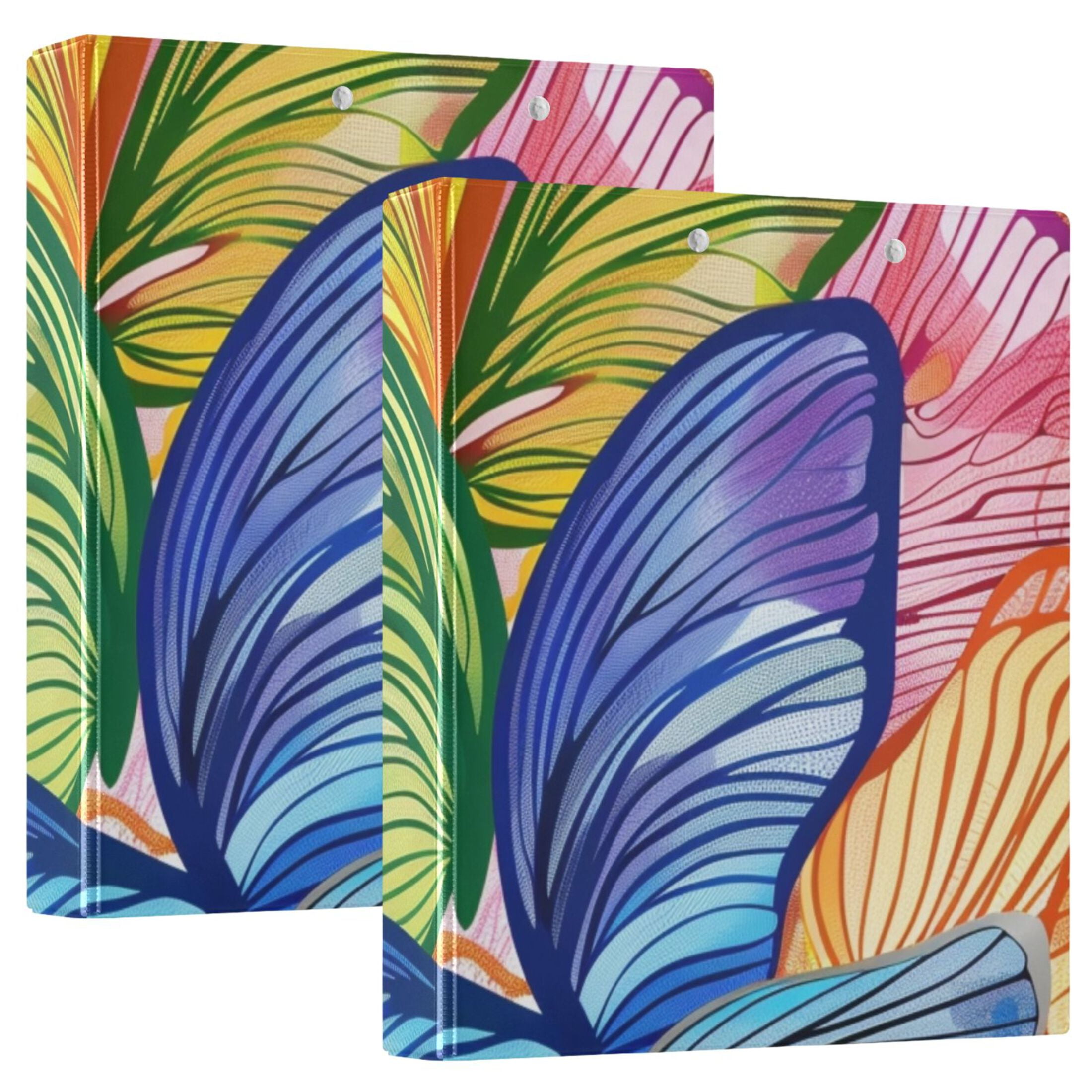 Colorful Butterfly Wings 3 Ring Hardcover Binders 1.5" Round Rings for ...