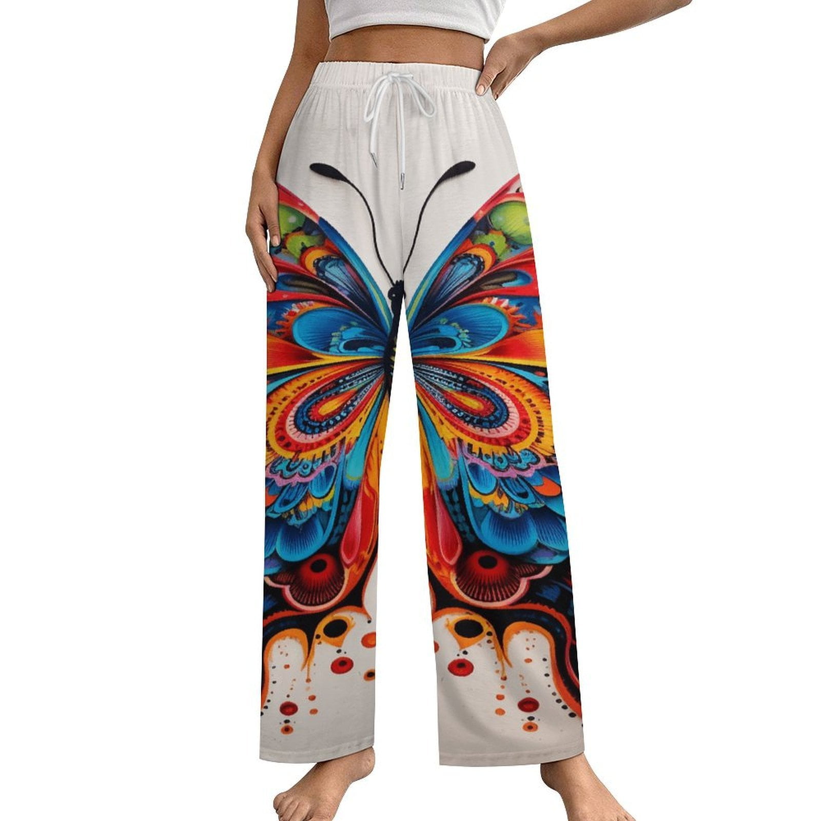 Colorful Butterfly Wings(9) Women's Pajama Pants Trousers Ladies Loose ...