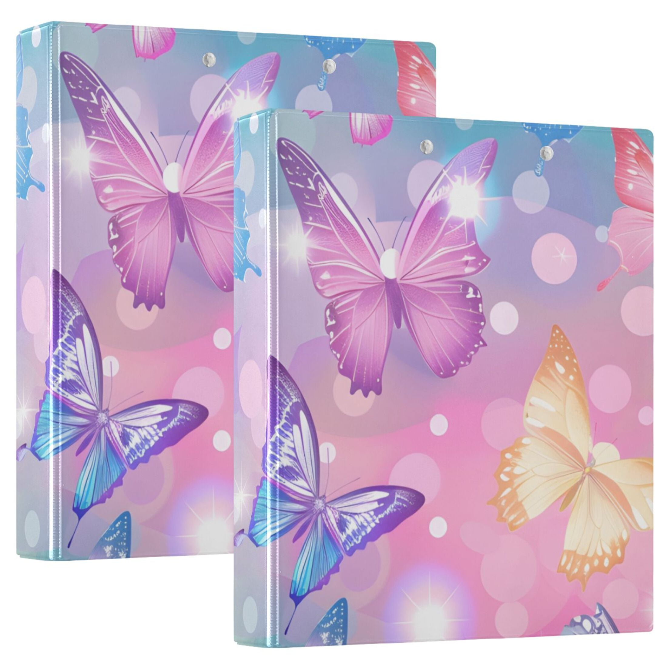 Colorful Butterfly in Gradient Hardcover 3 Ring Binder 1.5 inch Round ...