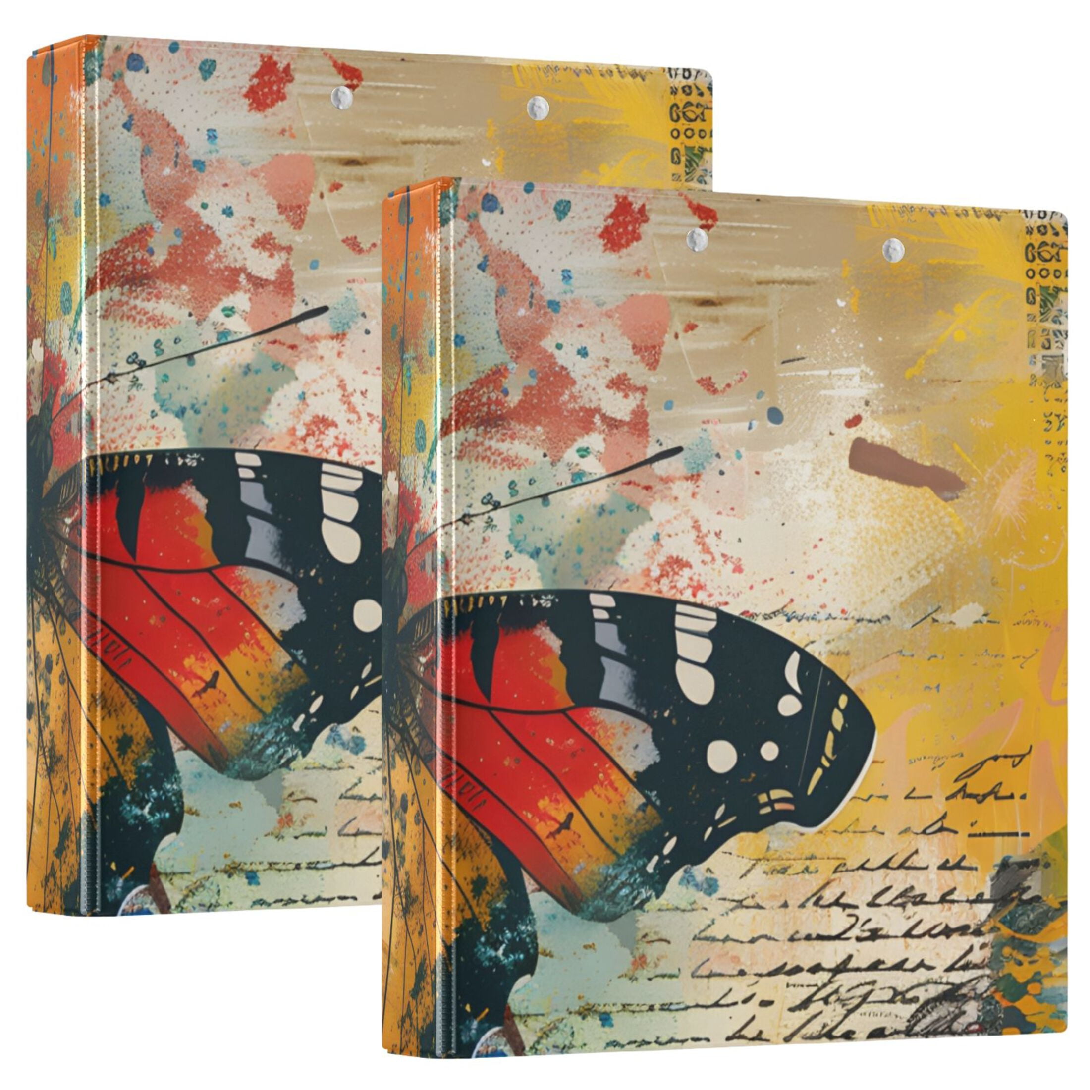Colorful Butterfly on Book 3 Ring Hardcover Binders 1.5" Round Rings ...