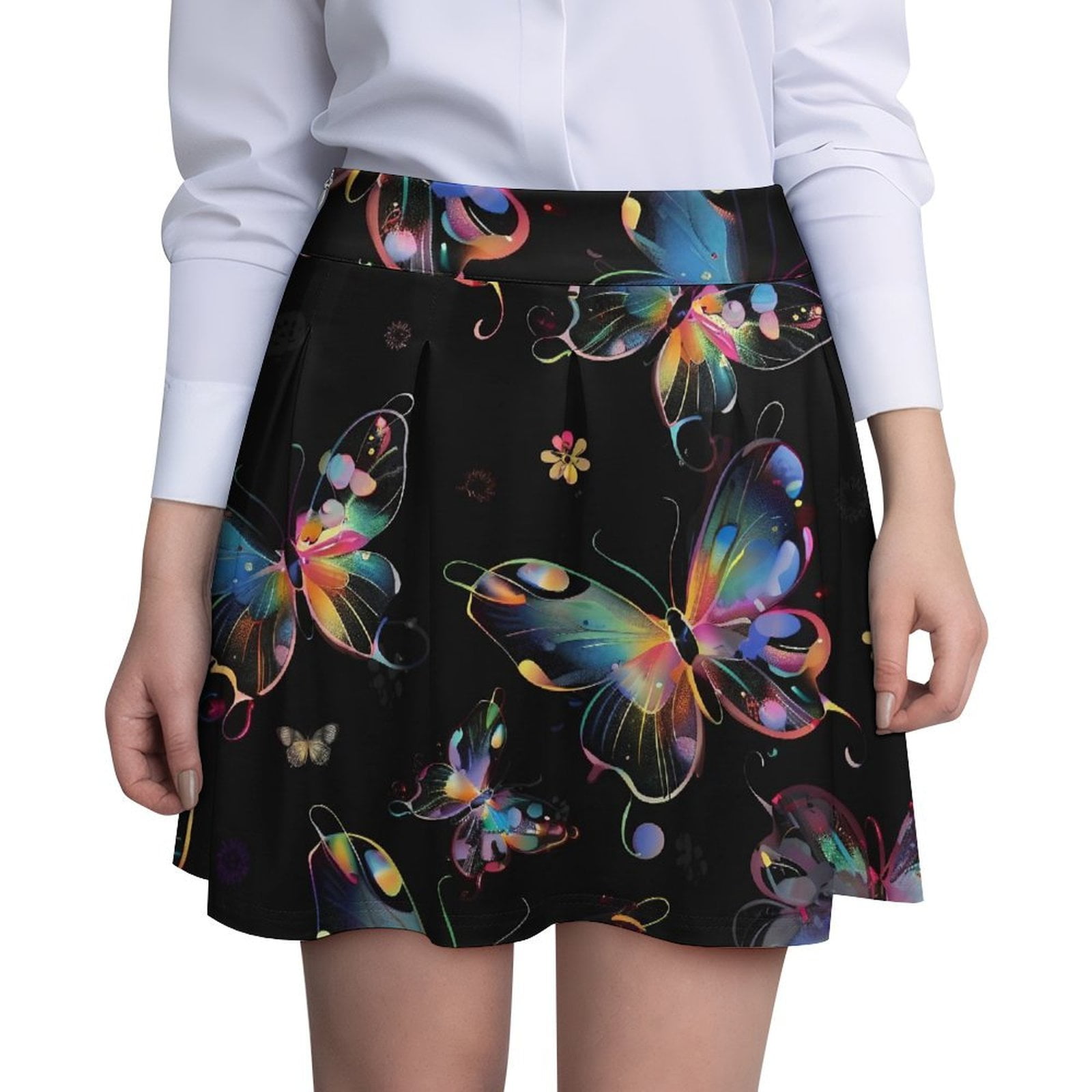 Colorful Butterfly with Glittering Wings Women's Casual Mini Skirt ...
