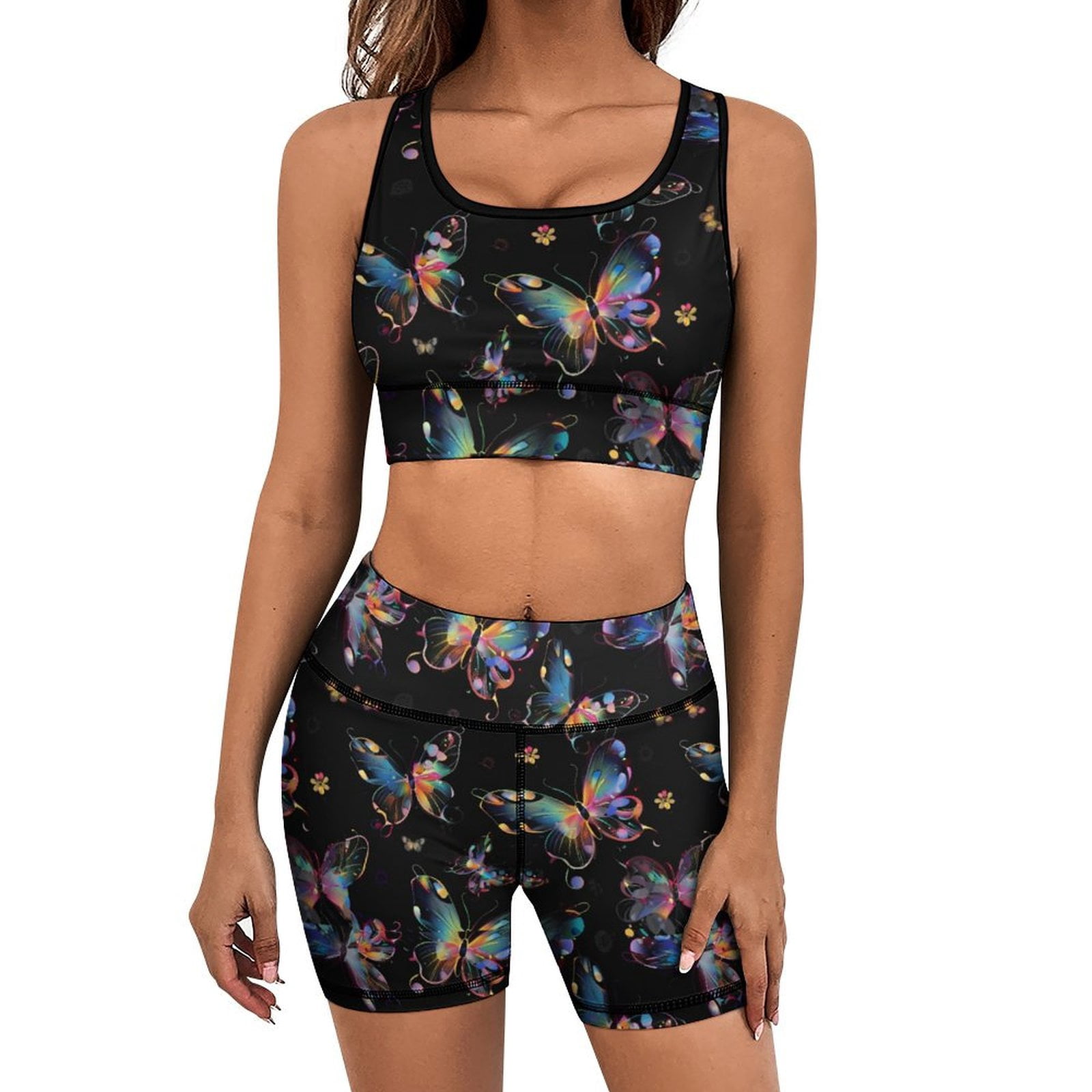 Colorful Butterfly with Glittering Wings Working Out Sets for Women ...
