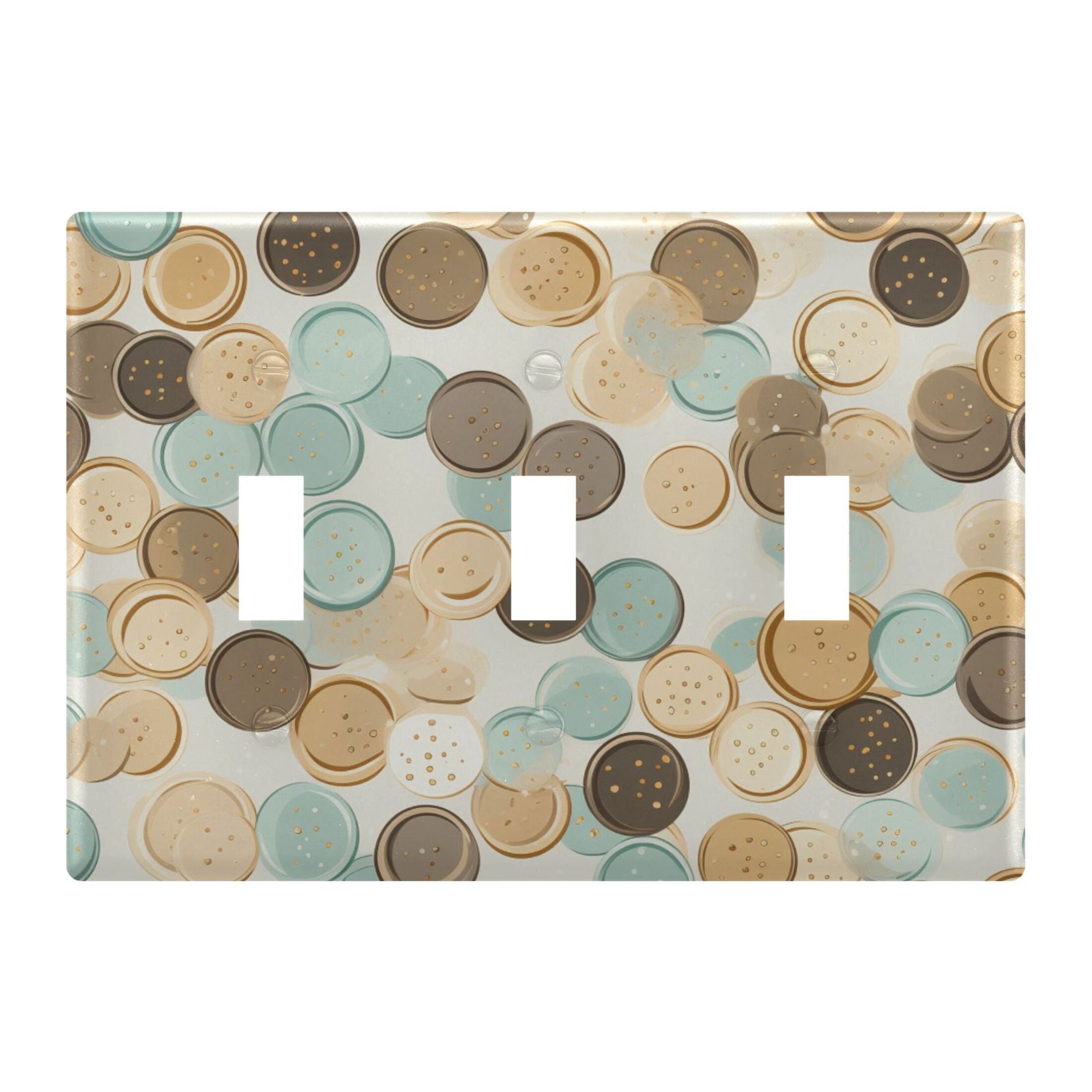 Colorful Buttons Light Switch Plate Covers 3 Gang Wall Plate Plastics ...