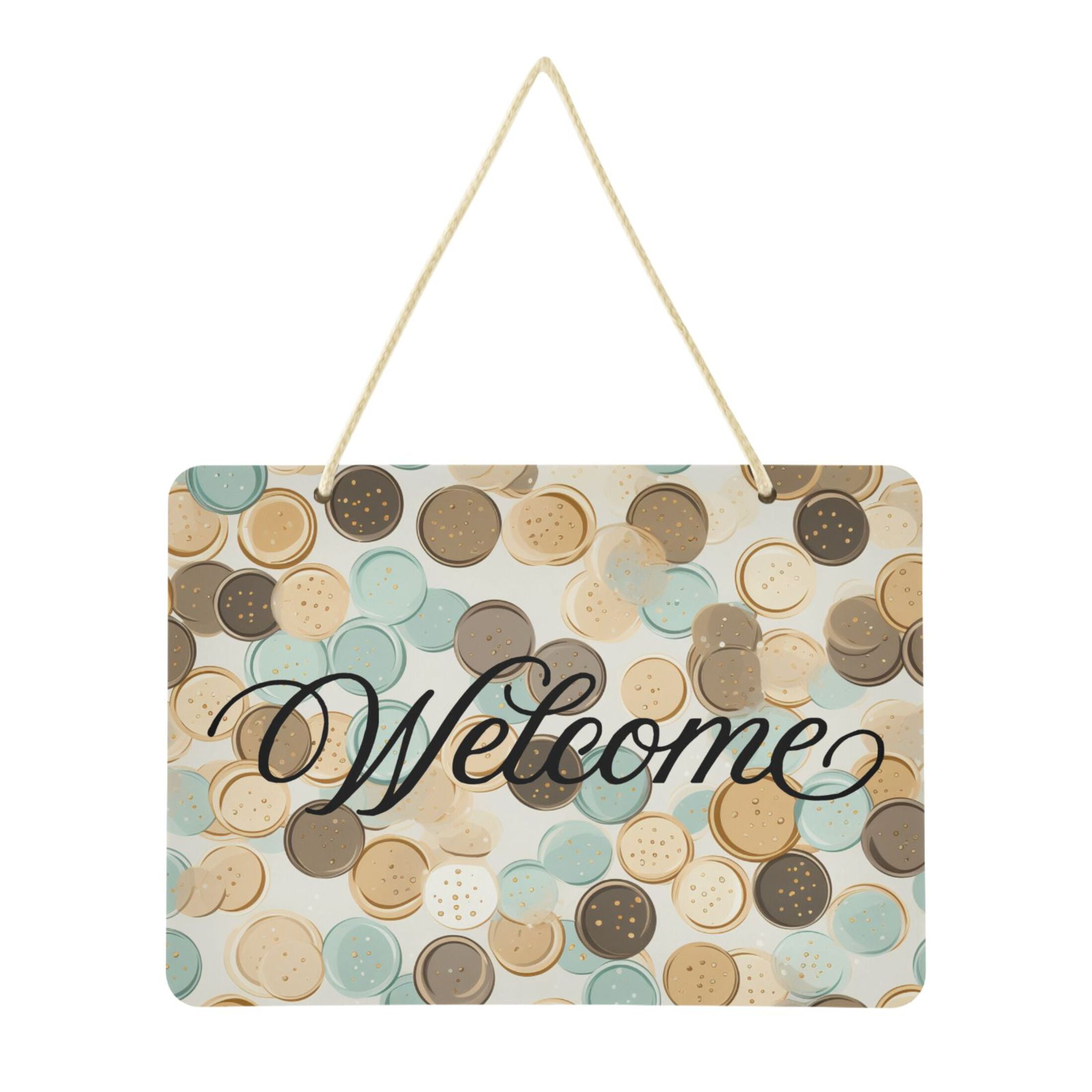 Colorful Buttons Welcome Sign Front Door PVC 14x10 inch Hanger Hello ...