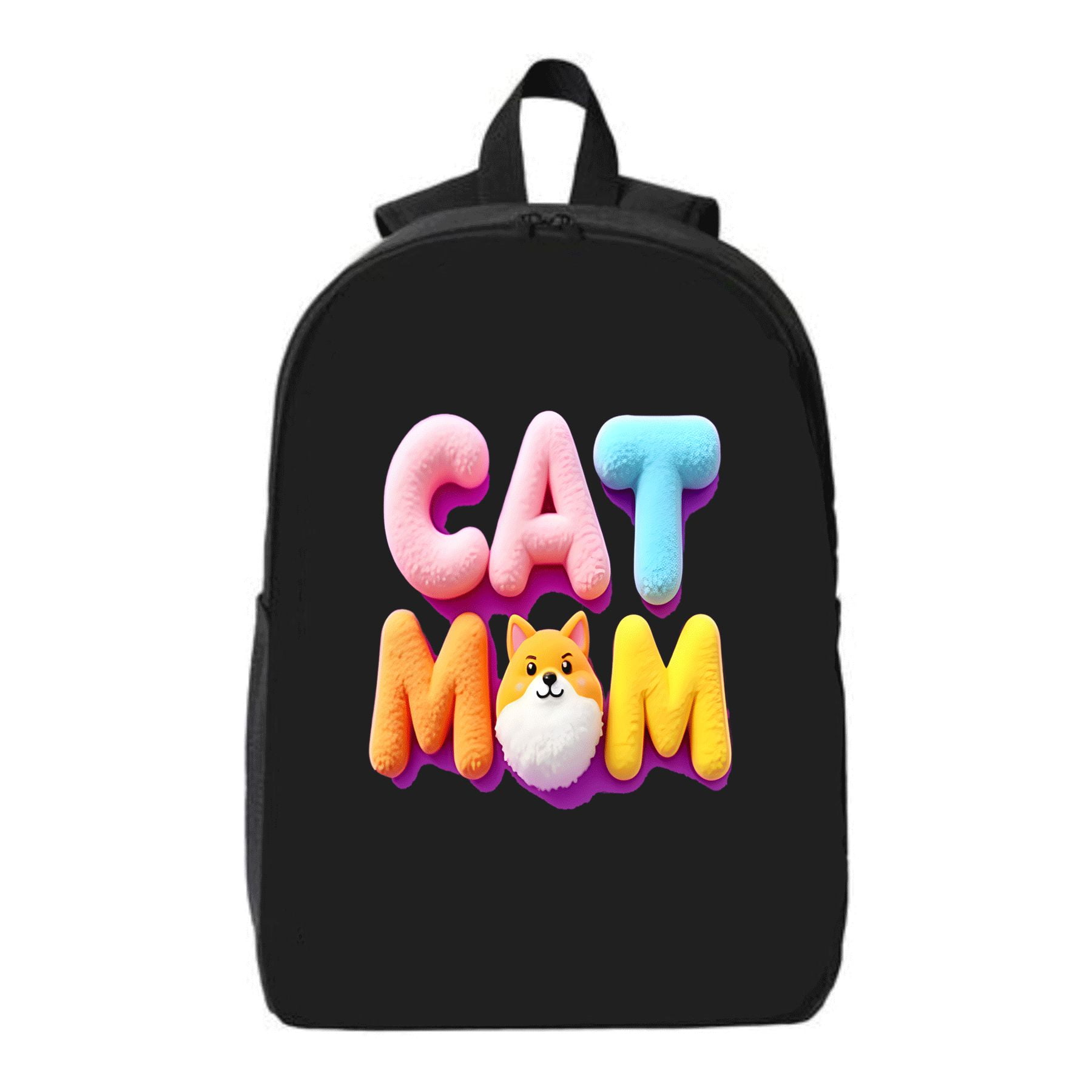 Colorful ' CAT MOM ' Design Laptop Backpack - Fits 15 " Laptop & iPad ...