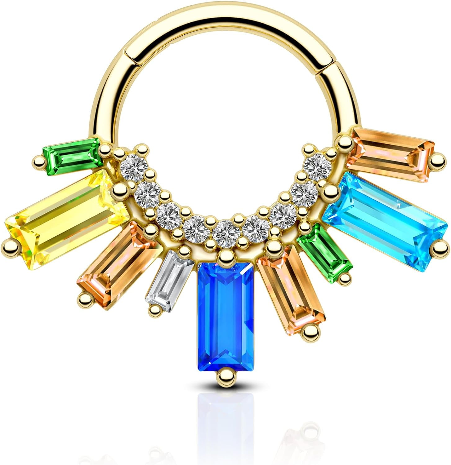 Colorful CZ Septum Top Rings, 16G Indian Septum Jewelry,Dainty Helix ...