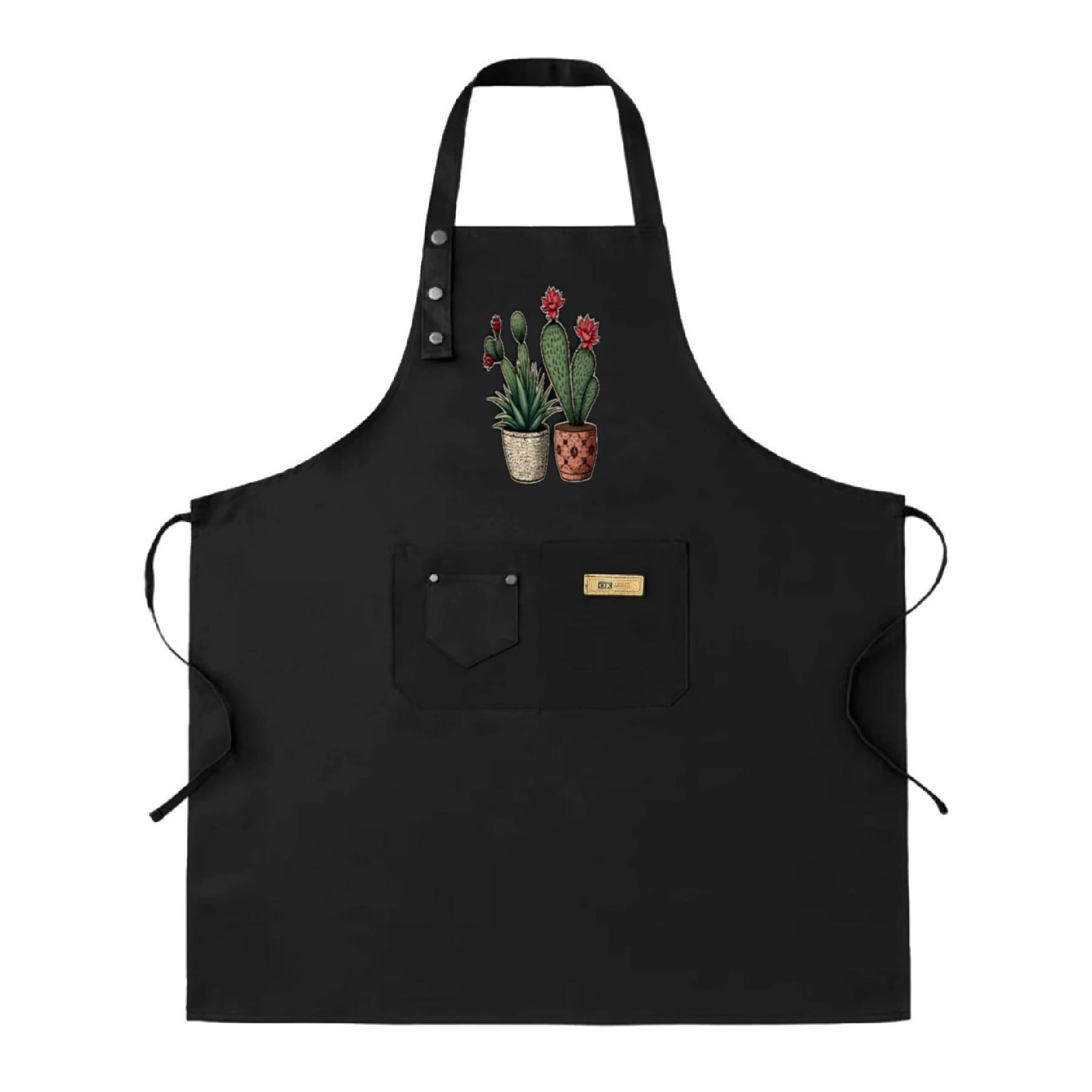 Colorful Cactus Adjustable Bib Apron - 2 Pack with 2 Pockets for ...