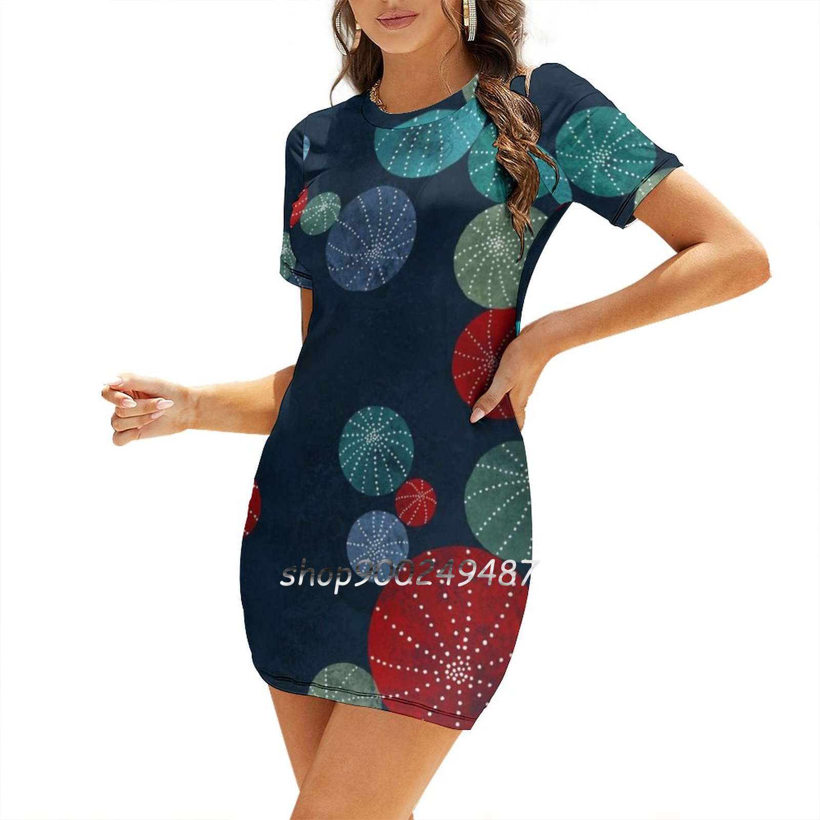 Colorful Cactus Field Flare Dress Square Neck Dress Elegant Female ...