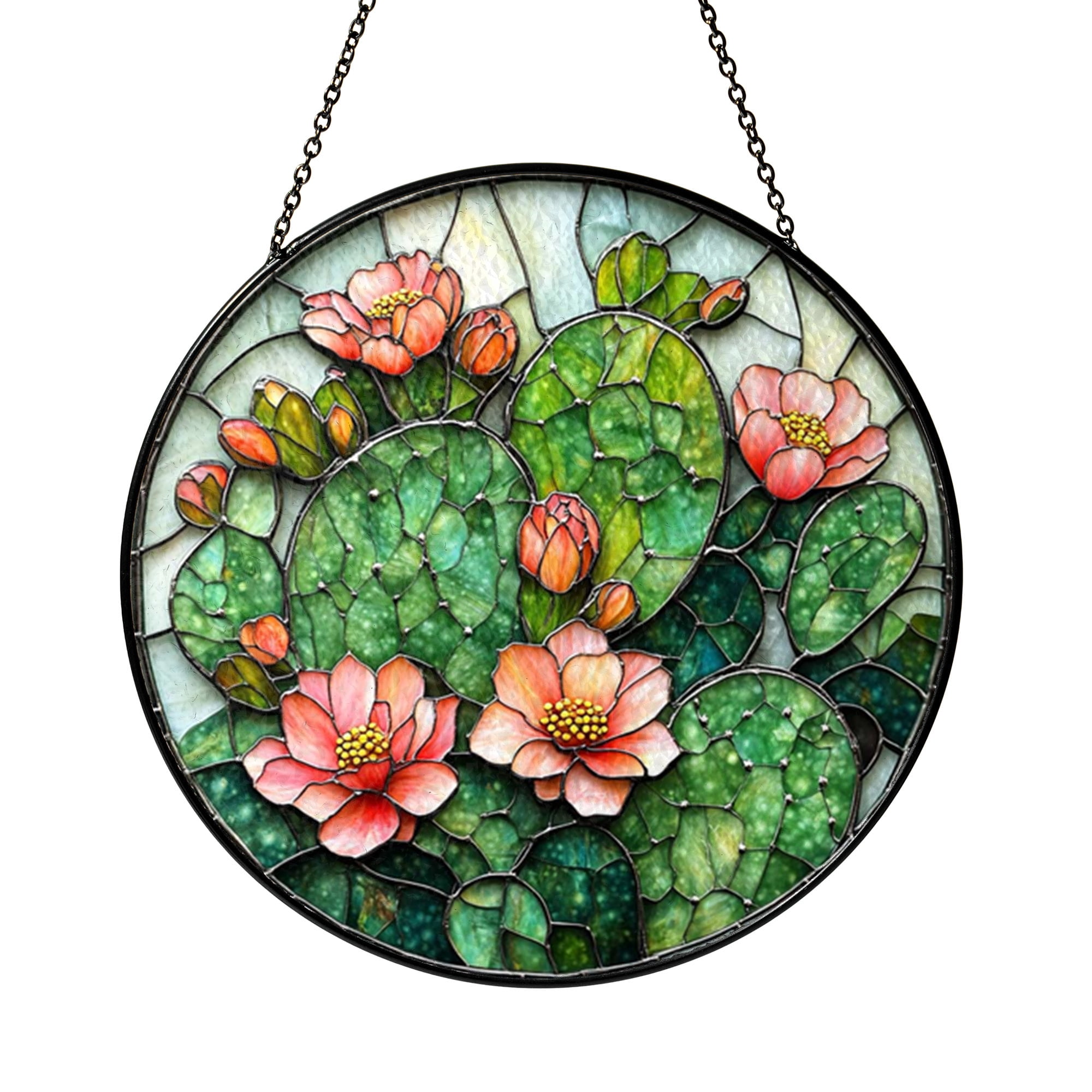 Colorful Cactus Flower Stained Glass Suncatcher – Window Hanging for ...