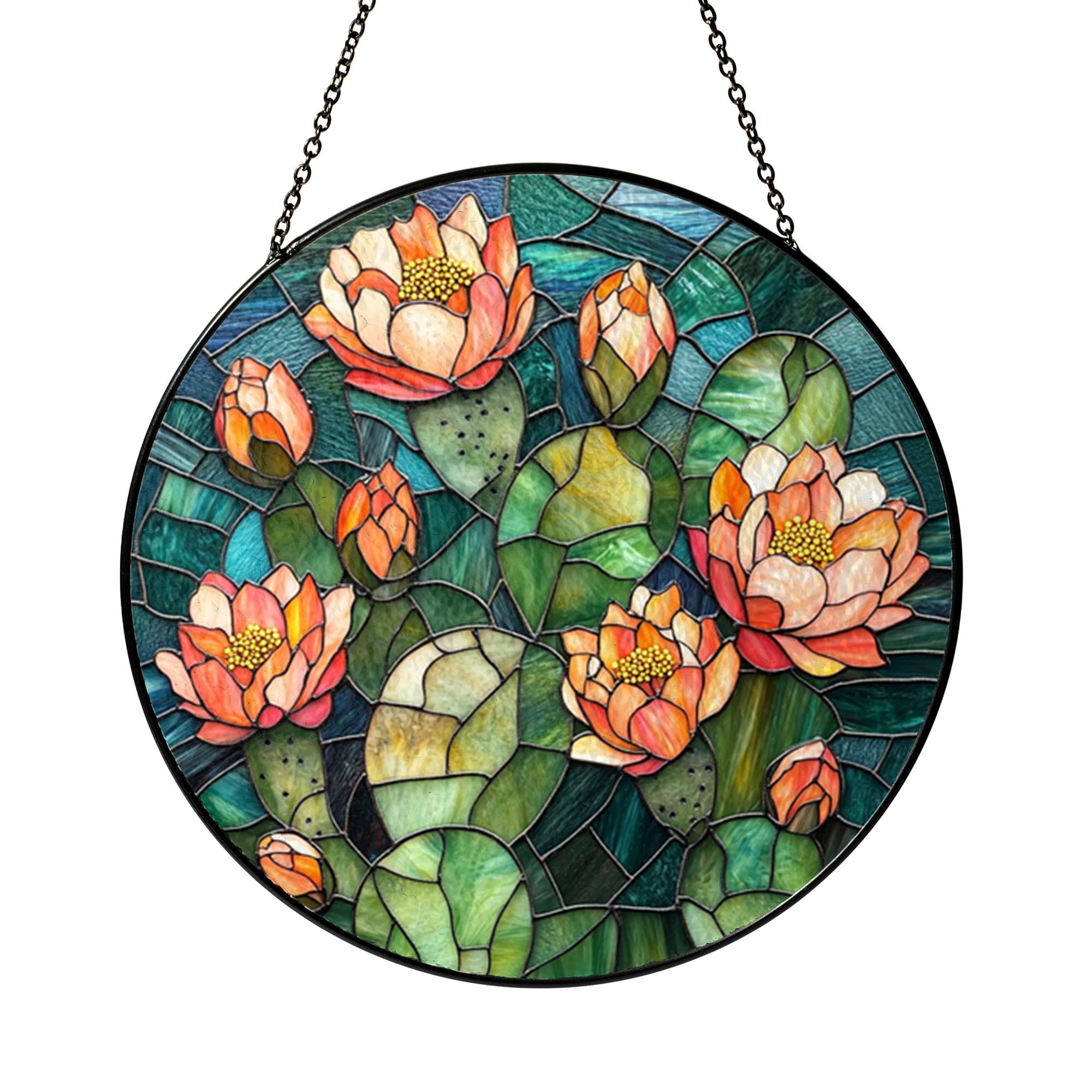 Colorful Cactus Flower Stained Glass Suncatcher – Window Hanging for ...