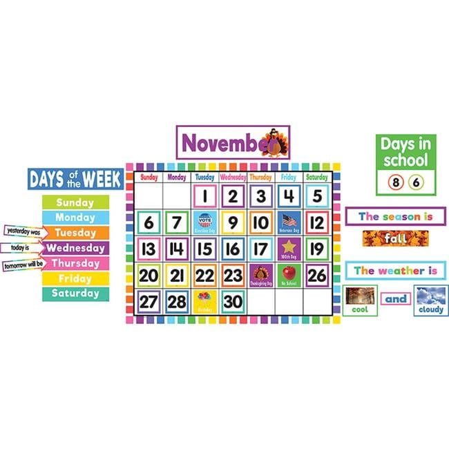 Colorful Calendar Bulletin Board Set, Multi Color - Walmart.com