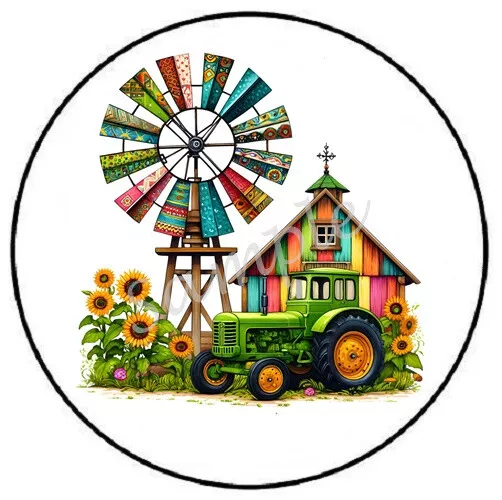 Colorful Calico Farm Barn Windmill Sticker Party Favors Sticker ...