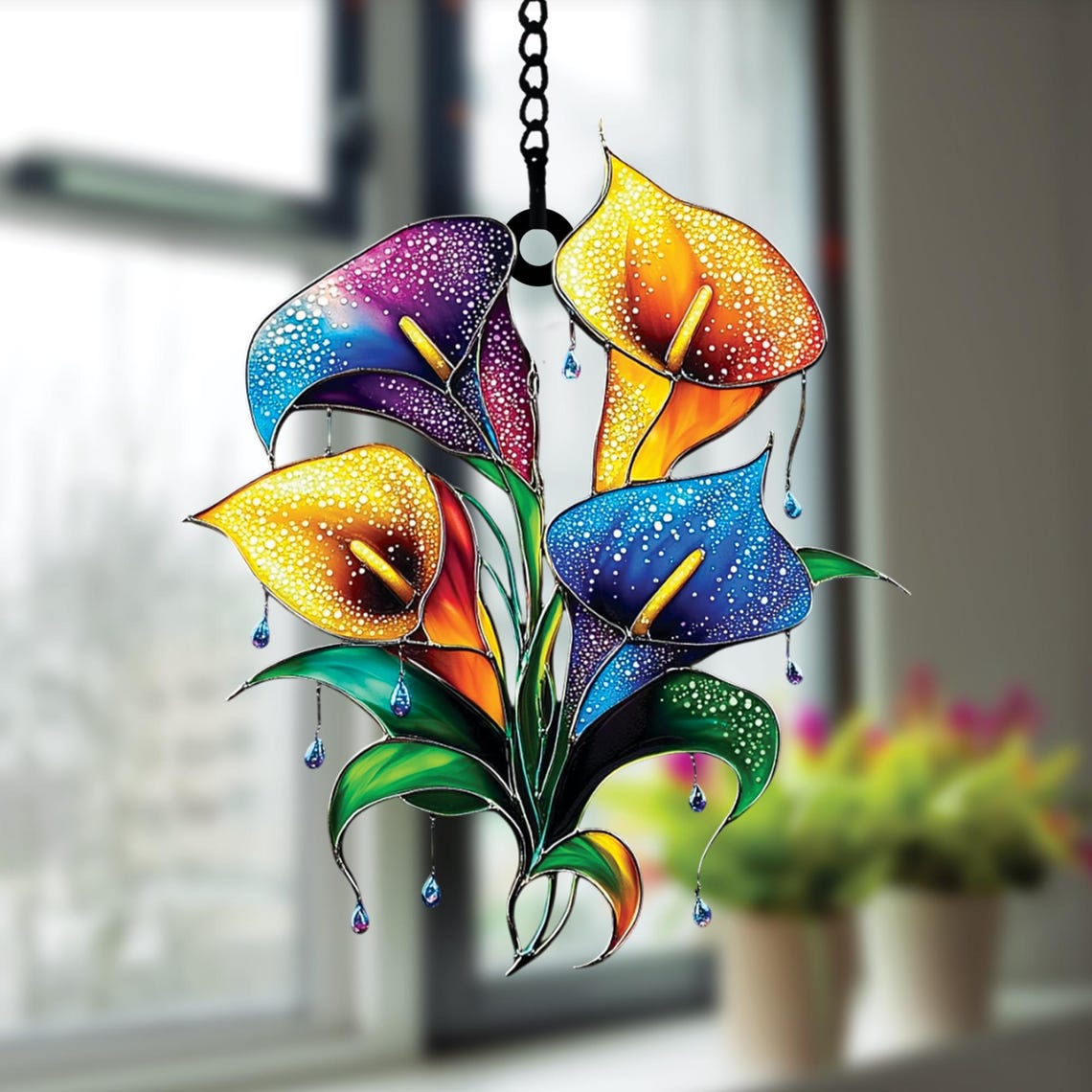 Colorful Calla Lily ACRYLIC Suncatcher Acrylic Window Hanging with ...