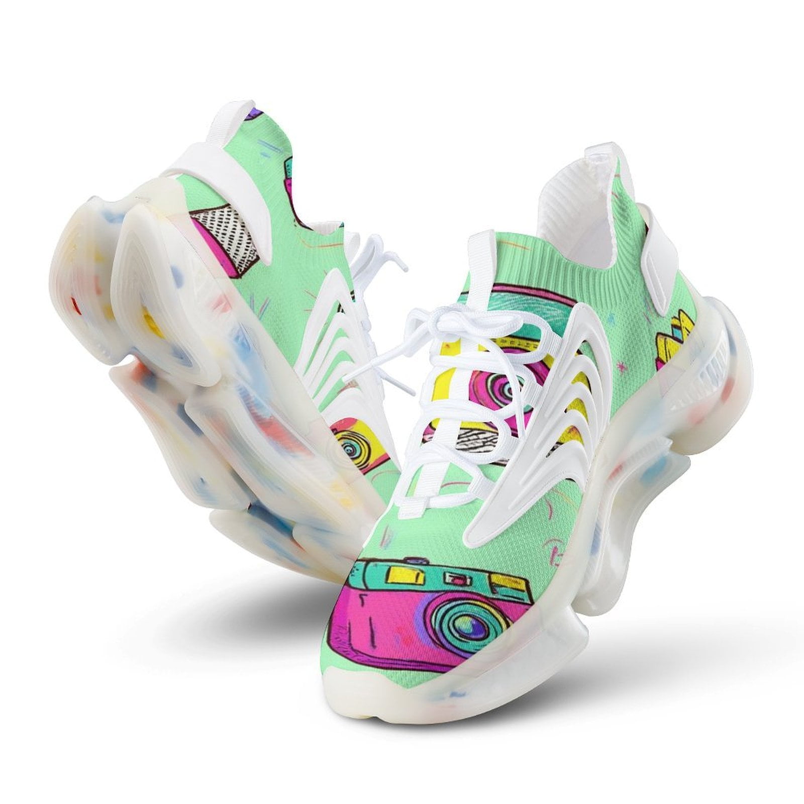 Colorful Camera Pattern Print Walking Shoes for Men Woman Lightweight ...