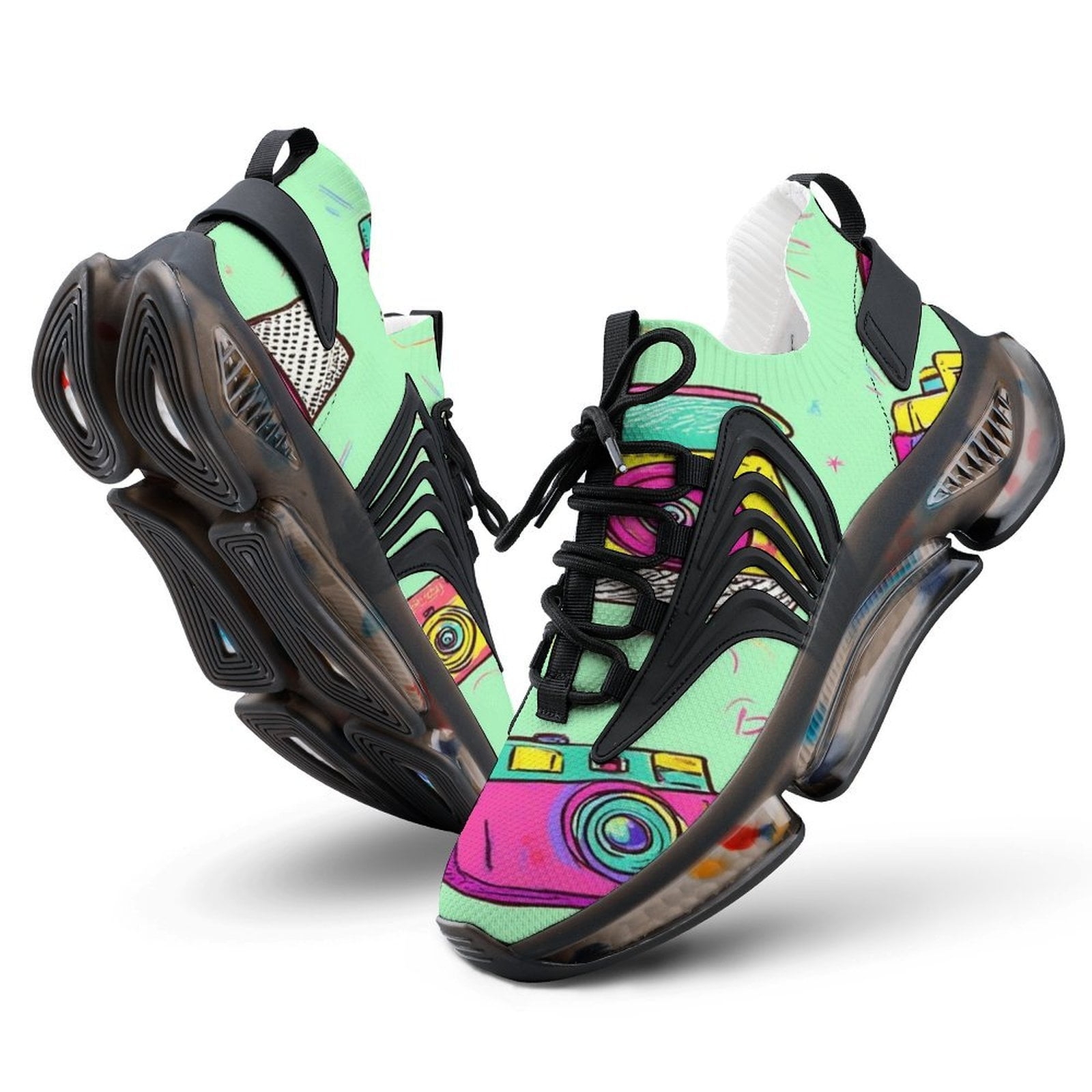 Colorful Camera Pattern Print Walking Shoes for Men Woman Lightweight ...