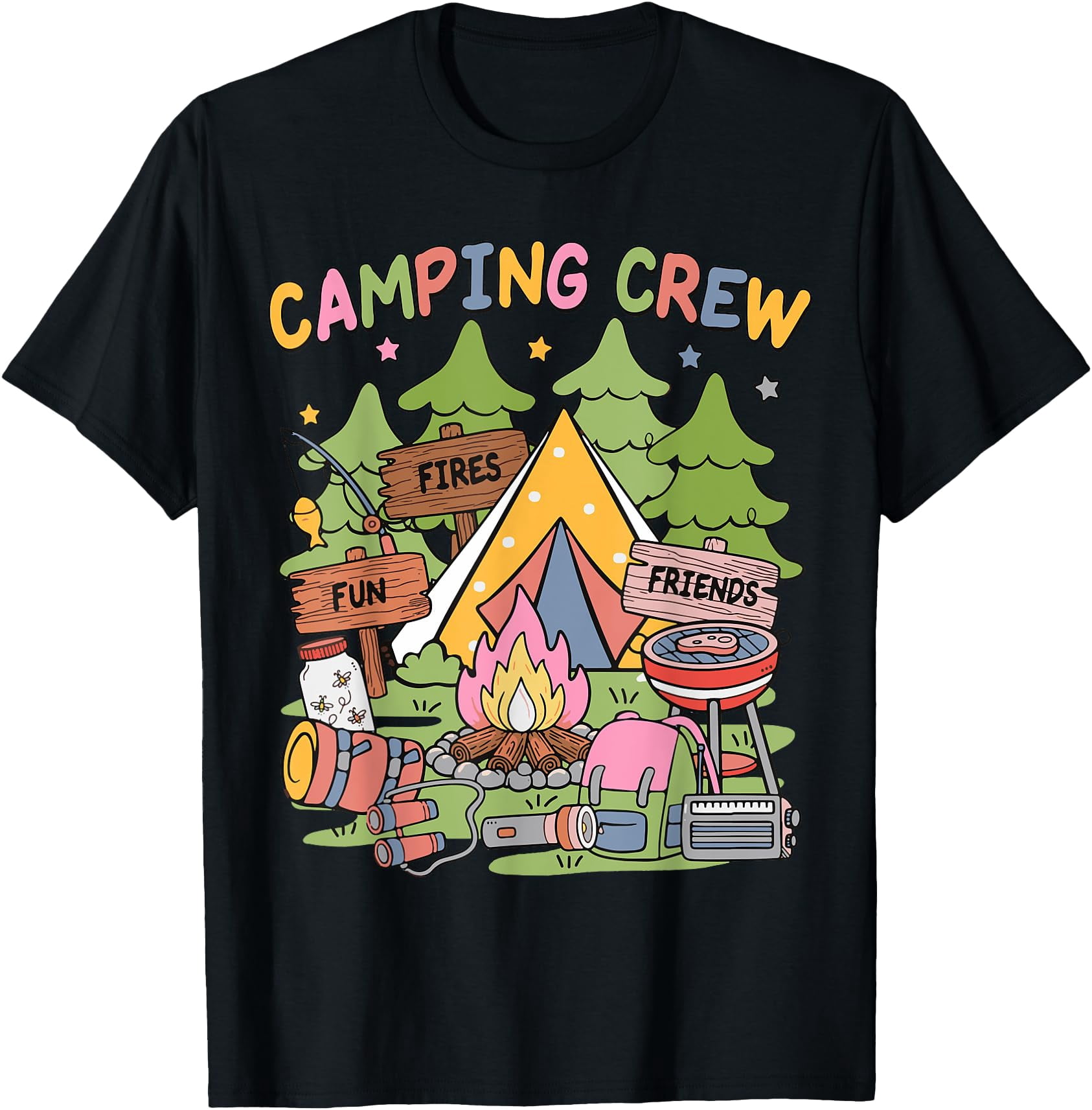 Colorful Camping-Themed T-Shirt for Family Matching Adventures and ...