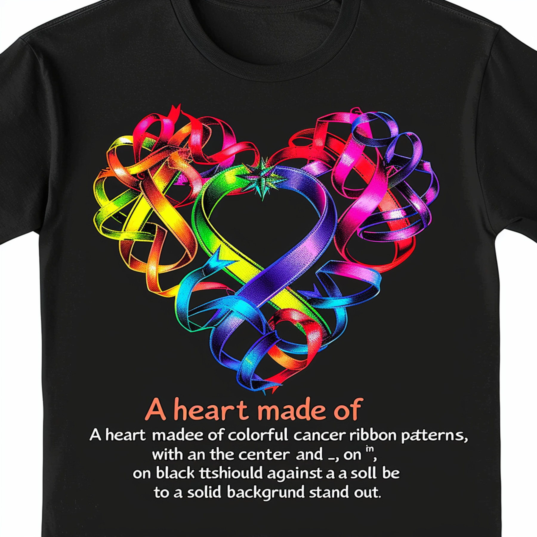 Colorful Cancer Ribbon Heart Infinity Symbol Black TShirt Fight Cancer ...