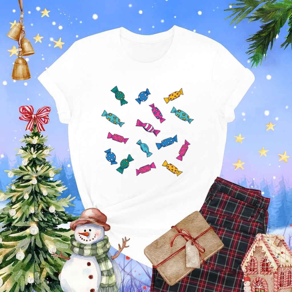Colorful Candies Themed Sweet Shop Dessert Lover Graphic Novelty Tee up ...