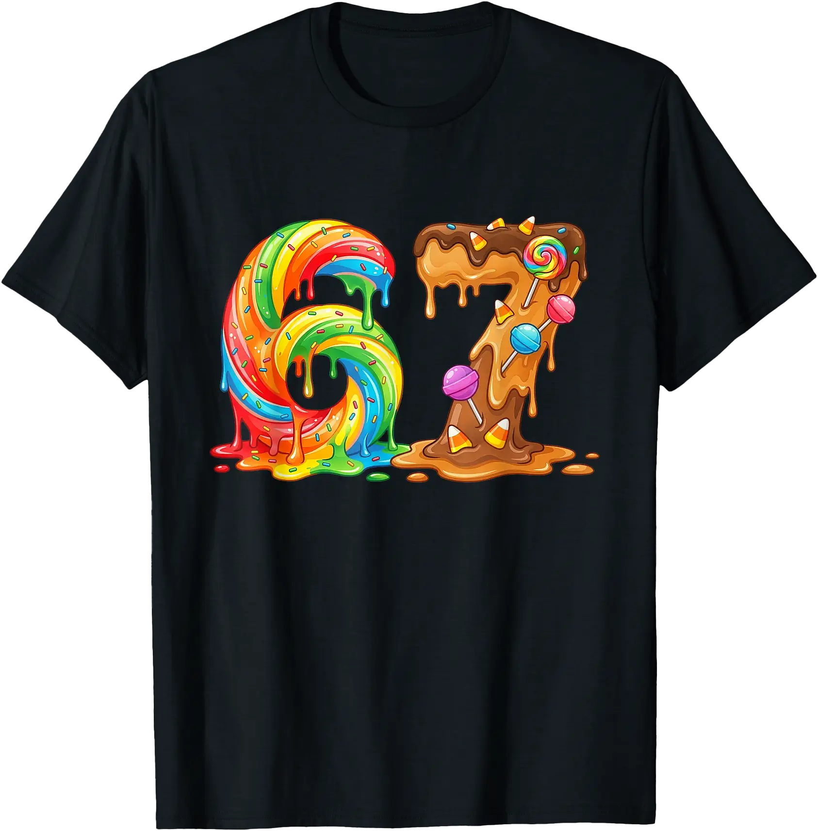 Colorful Candy Drip 67 T-Shirt for Fun and Playful Style - Walmart.com