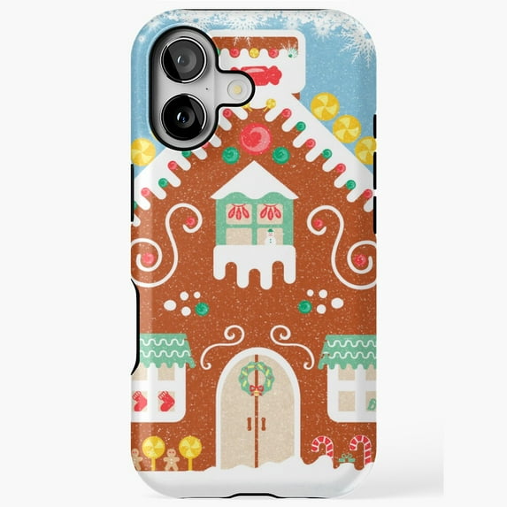 Colorful Candy Gingerbread House with Snowman Art Phone Case for iPhone ...