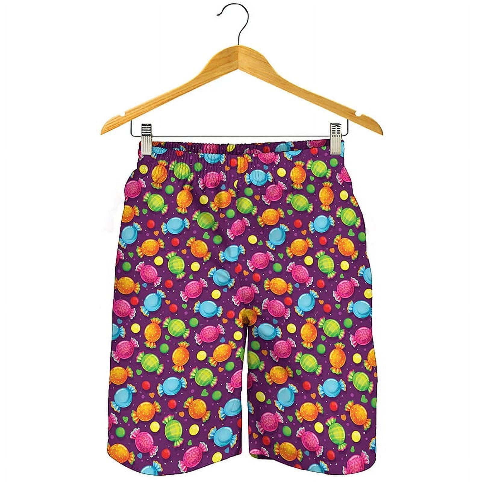Colorful Candy Graphic Beach Shorts For Men Summer Running Surf Board ...