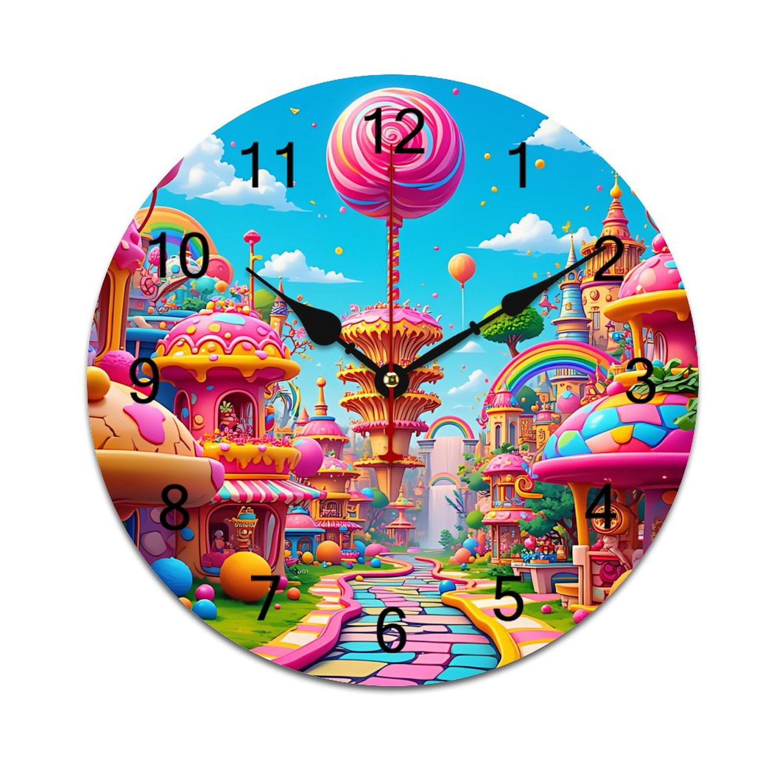 Colorful Candy House Word Saying Big Wall Clock Home Decor Art Watch ...