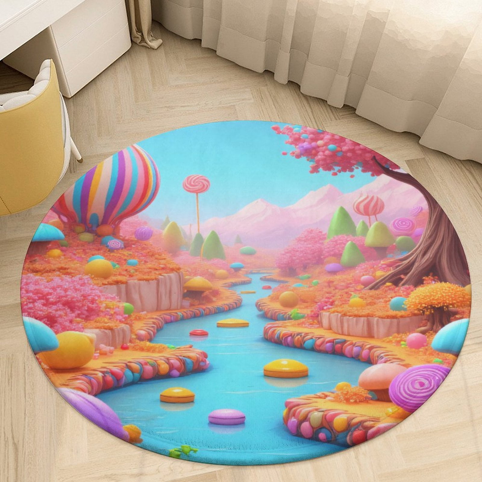 Colorful Candy Land Round Area Rugs for Bedroom Living Room, 3FT Soft ...