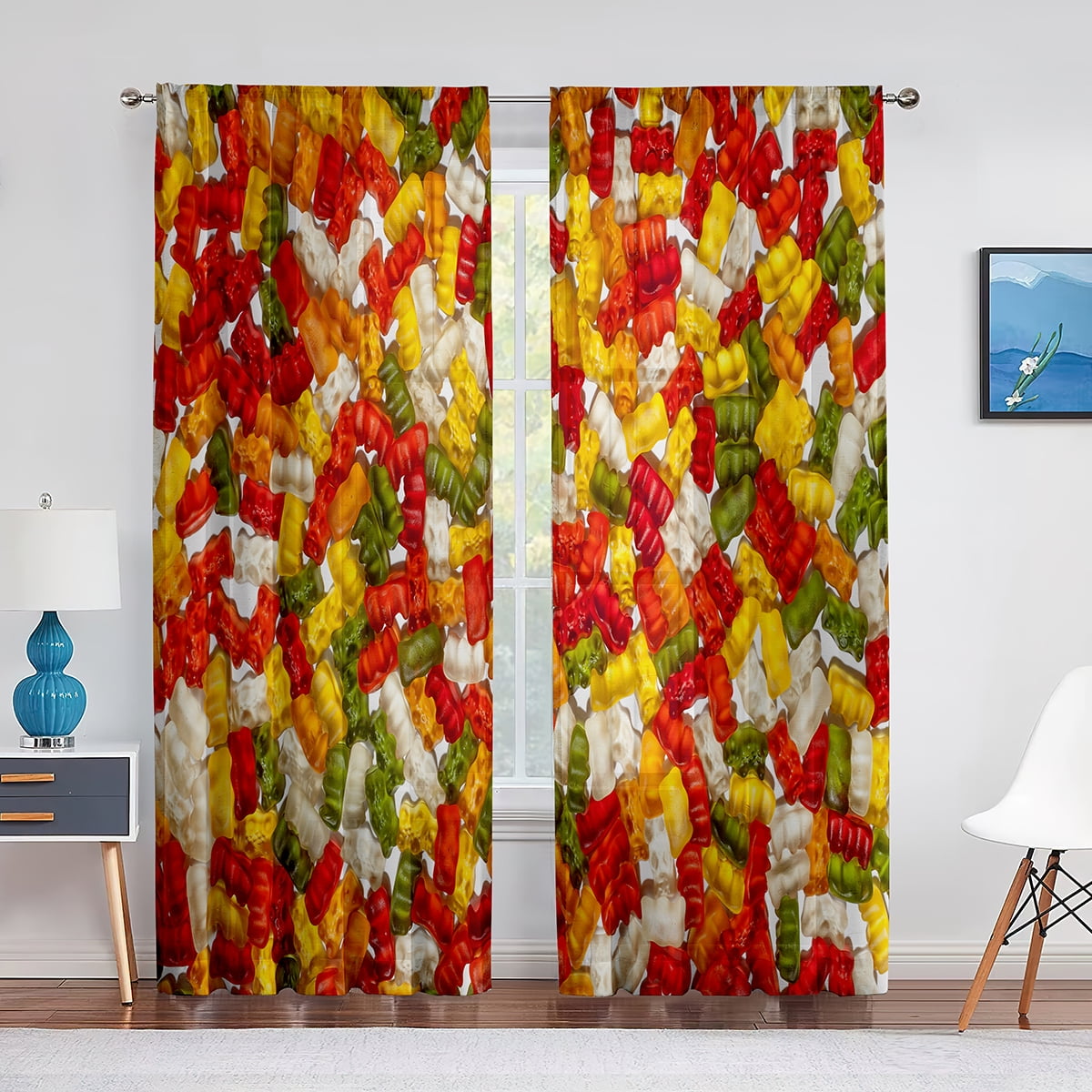 Colorful Candy Lollipop Sheer Voile Curtain Happiness Sugar Fun Theme ...