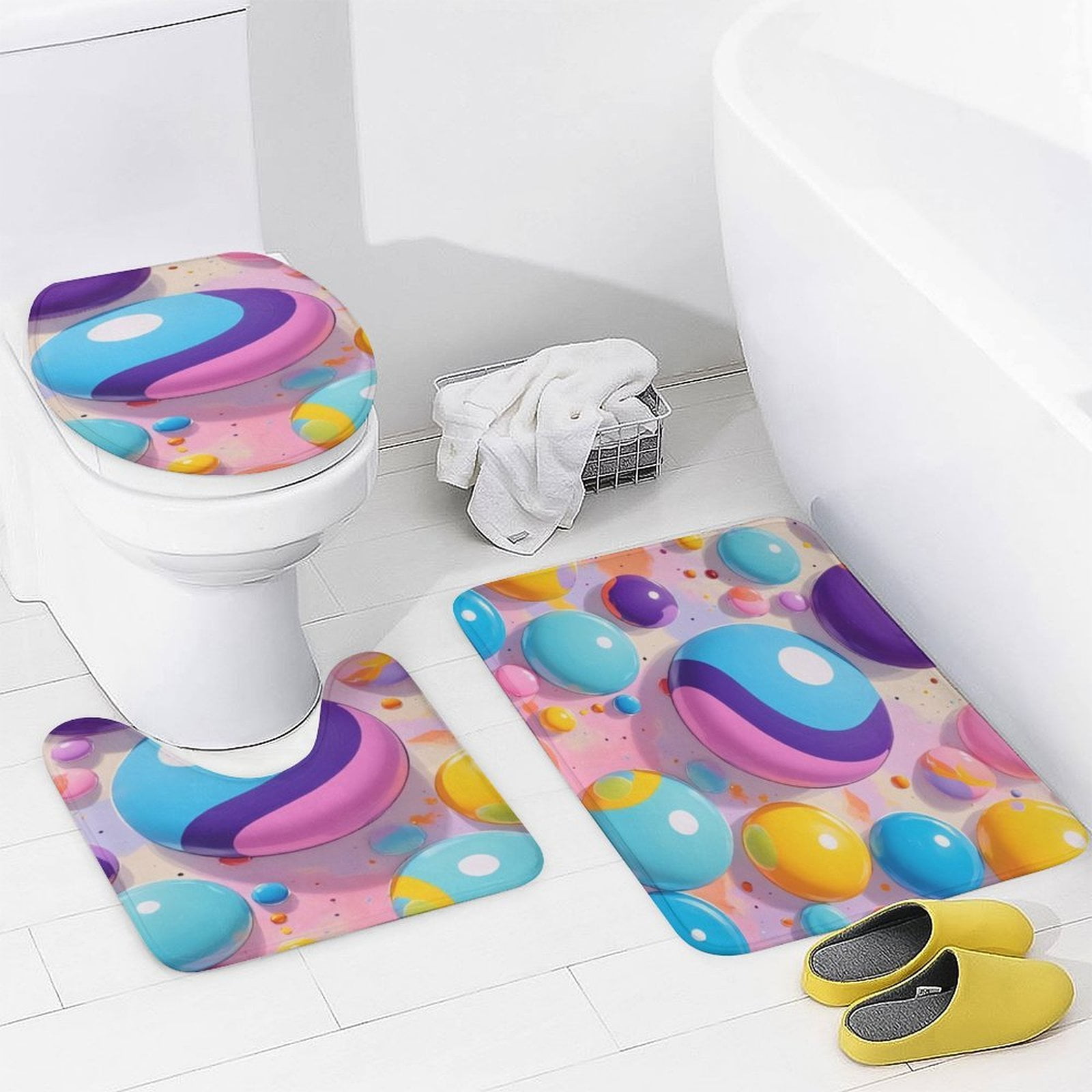 Colorful Candy Spheres Pattern Bathroom Mats Sets 3 Piece, Bath Mat ...