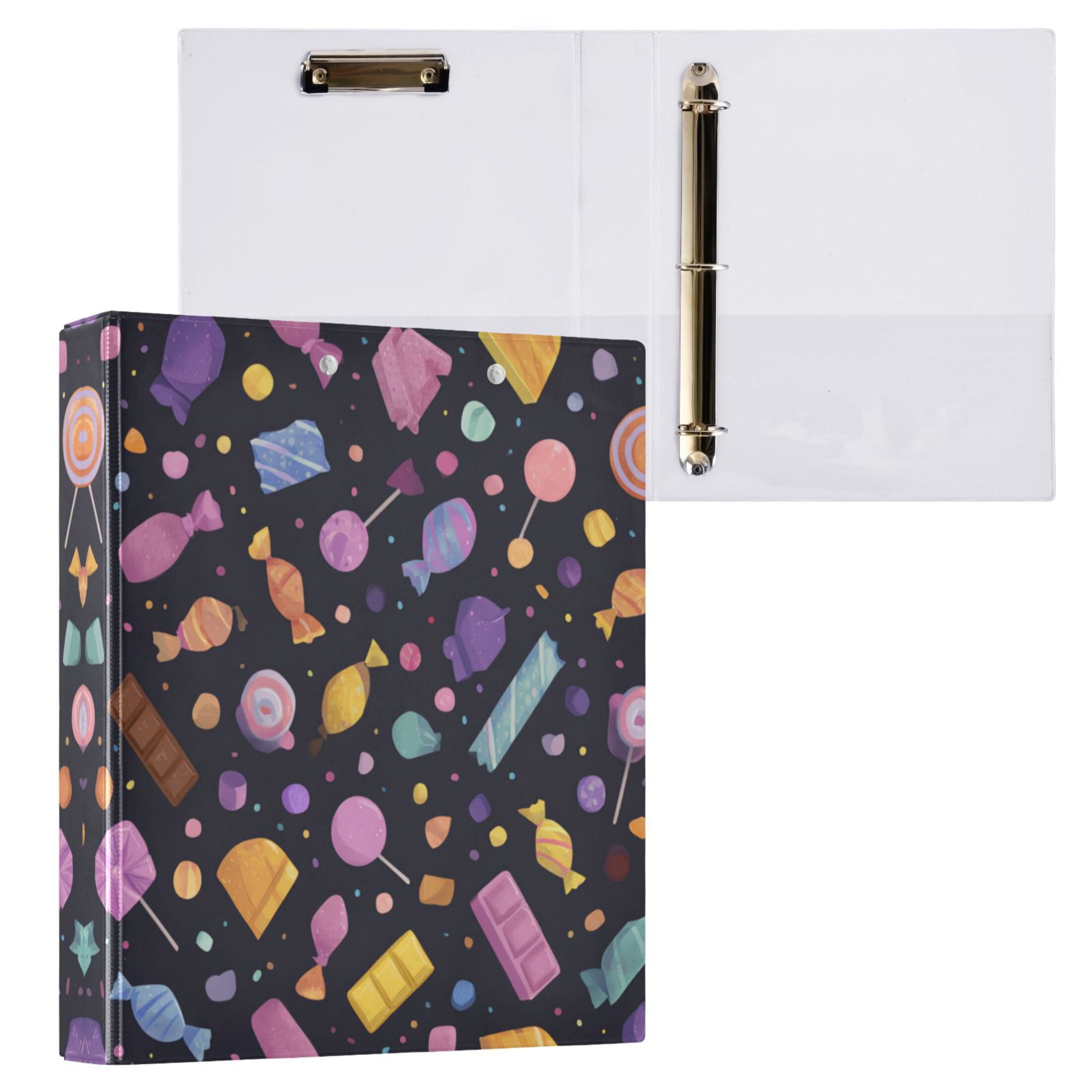 Colorful Candy and Sweets 3 Ring Hardcover Binders 1.5in Round Rings ...