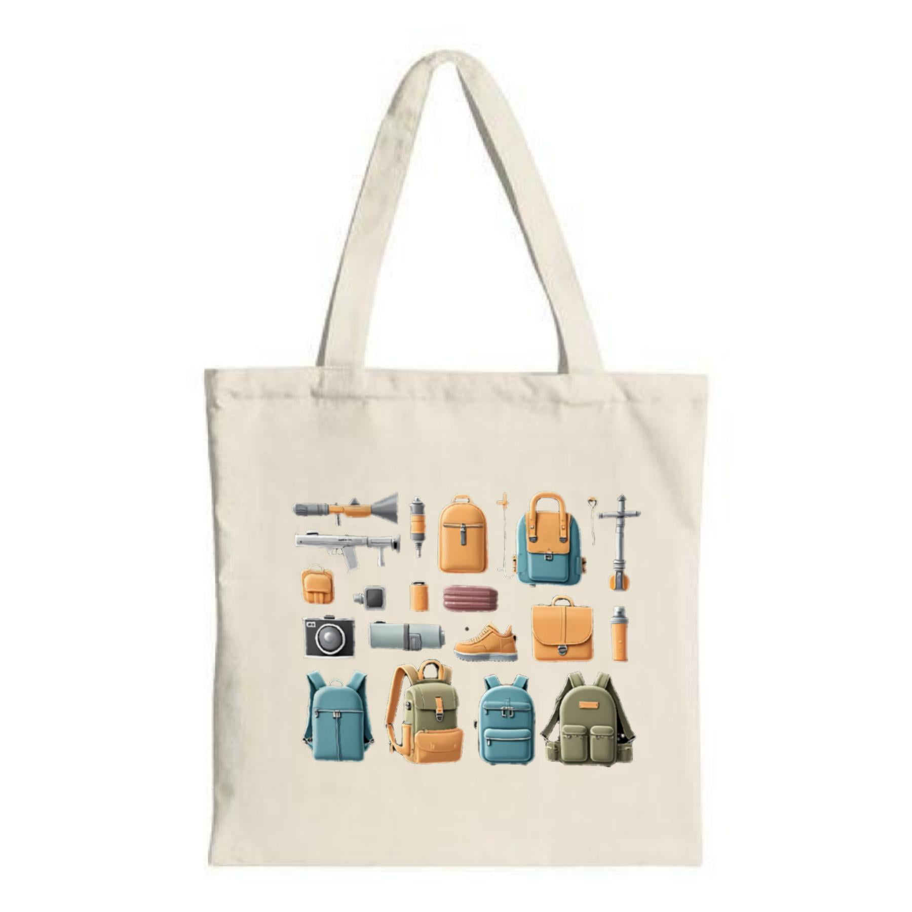 Colorful Canvas Tote Bag with Travel Adventure Design: Flashlight ...