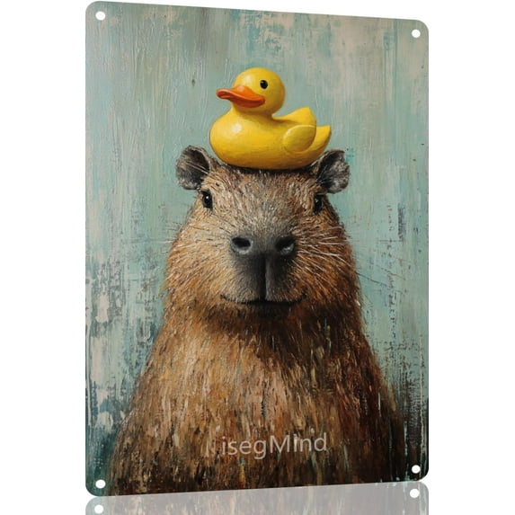Colorful Capybara Vintage Tin Sign Wall Hanging Metal Decor 12 x 8 Inch ...
