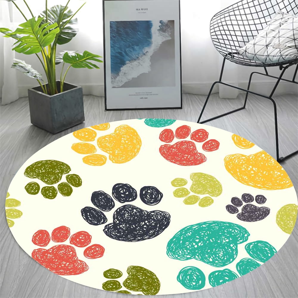 Colorful Carpet Cute Cartoon Animal Footprint Pattern 3D Printed ...